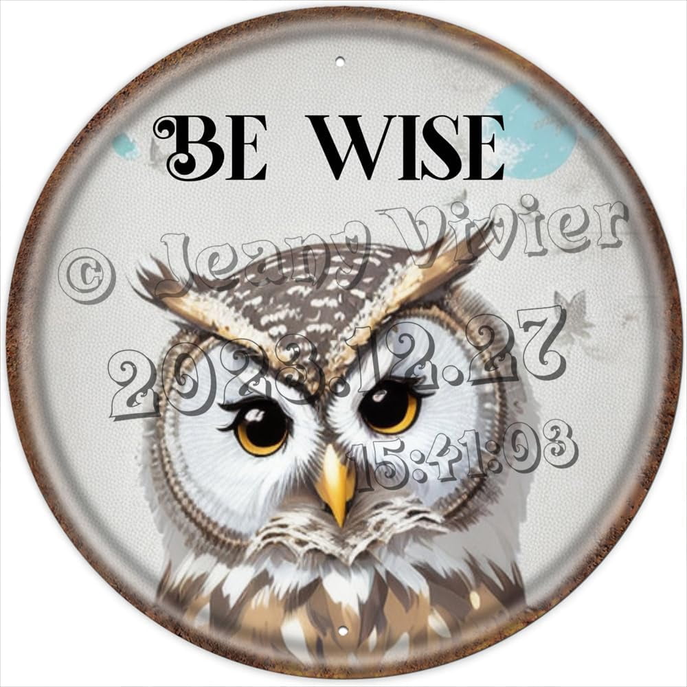 Funny Owl Round Tin Signs, Safari Animal Nursery Wall Decor, Woodland ...