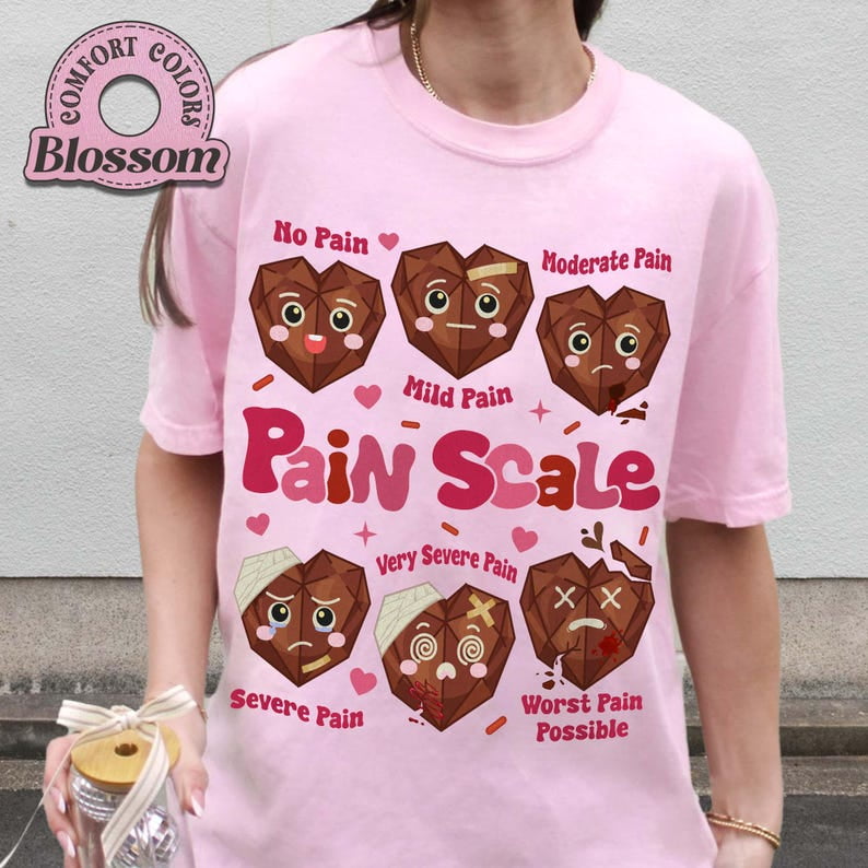 Funny Pain Scale Comfort Colors Shirt, Valentine's Nurse Shirt ...