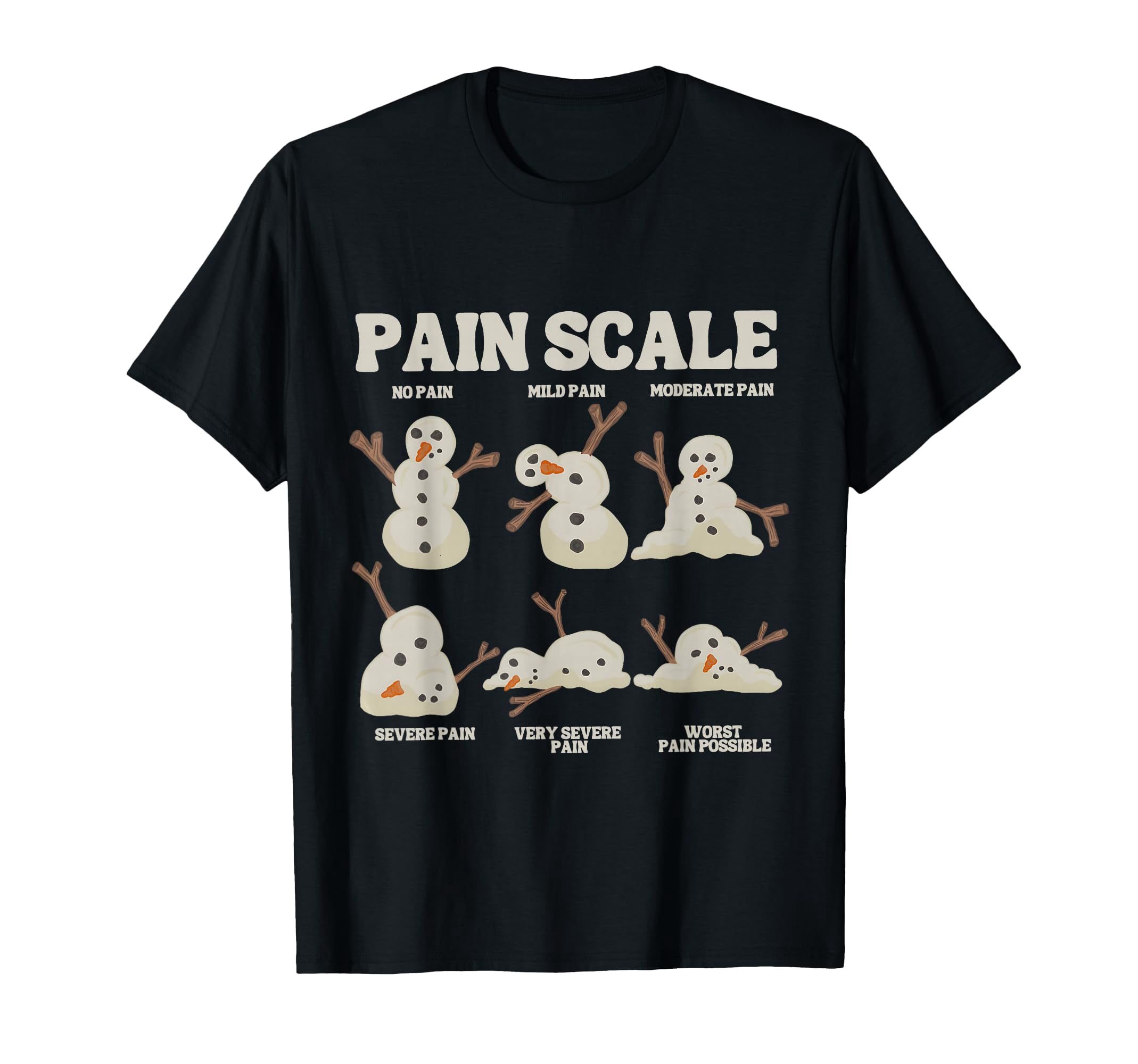 Funny Pain Scale Snowman Nurse Christmas T-Shirt for ICU Healthcare ...
