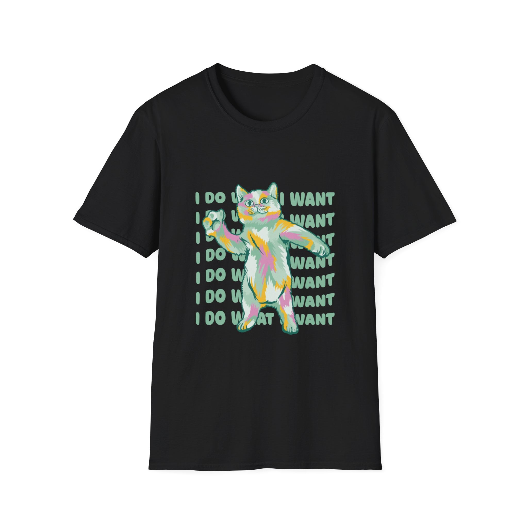 Funny Paint Splatter Dancing Cat Graphic Novelty Tee - Walmart.com