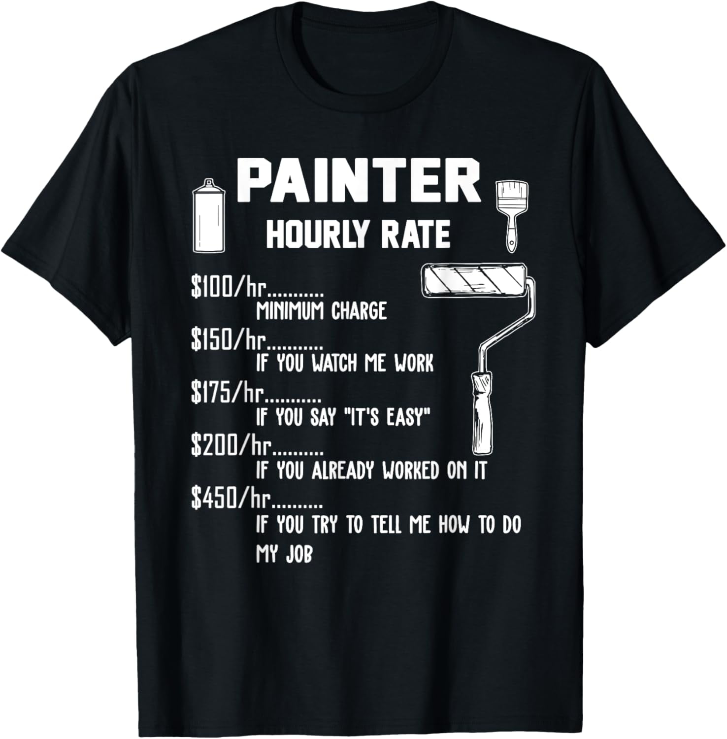 Funny Painter Hourly Rate Apparel For Painters T-Shirt - Walmart.com