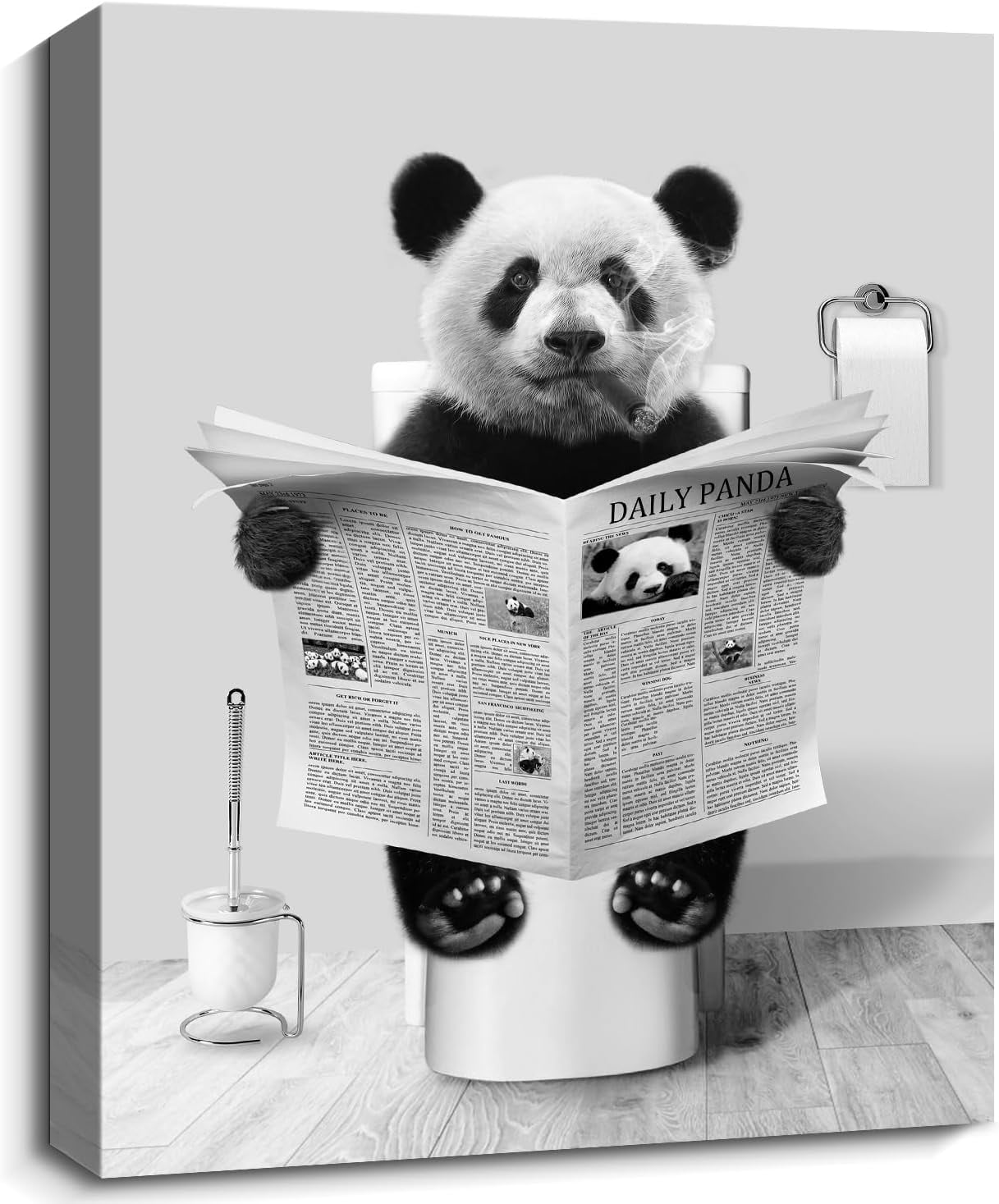 Funny Panda Bathroom Decor for Men Humor Panda Reading Newspaper on ...