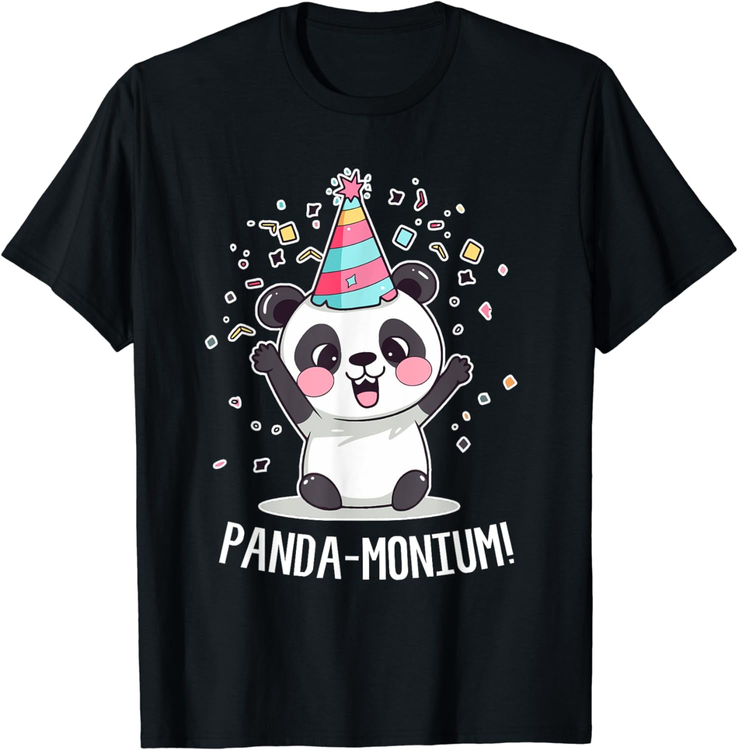 Funny Panda Panda-monium Cute Animal Pun Kawaii Cartoon T-Shirt ...