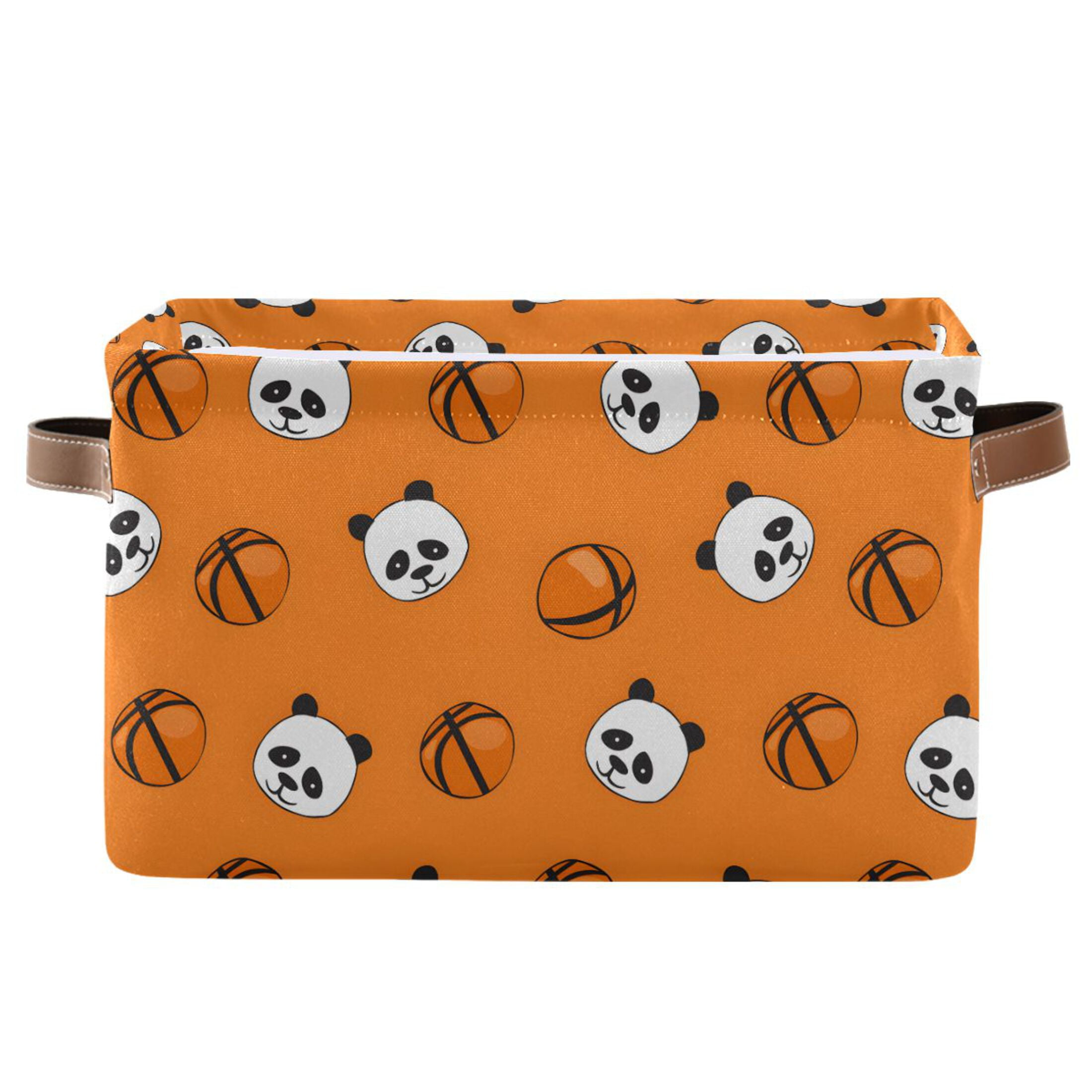 Funny Panda and Basketball Storage Bins with Handle Fabric Organizer ...