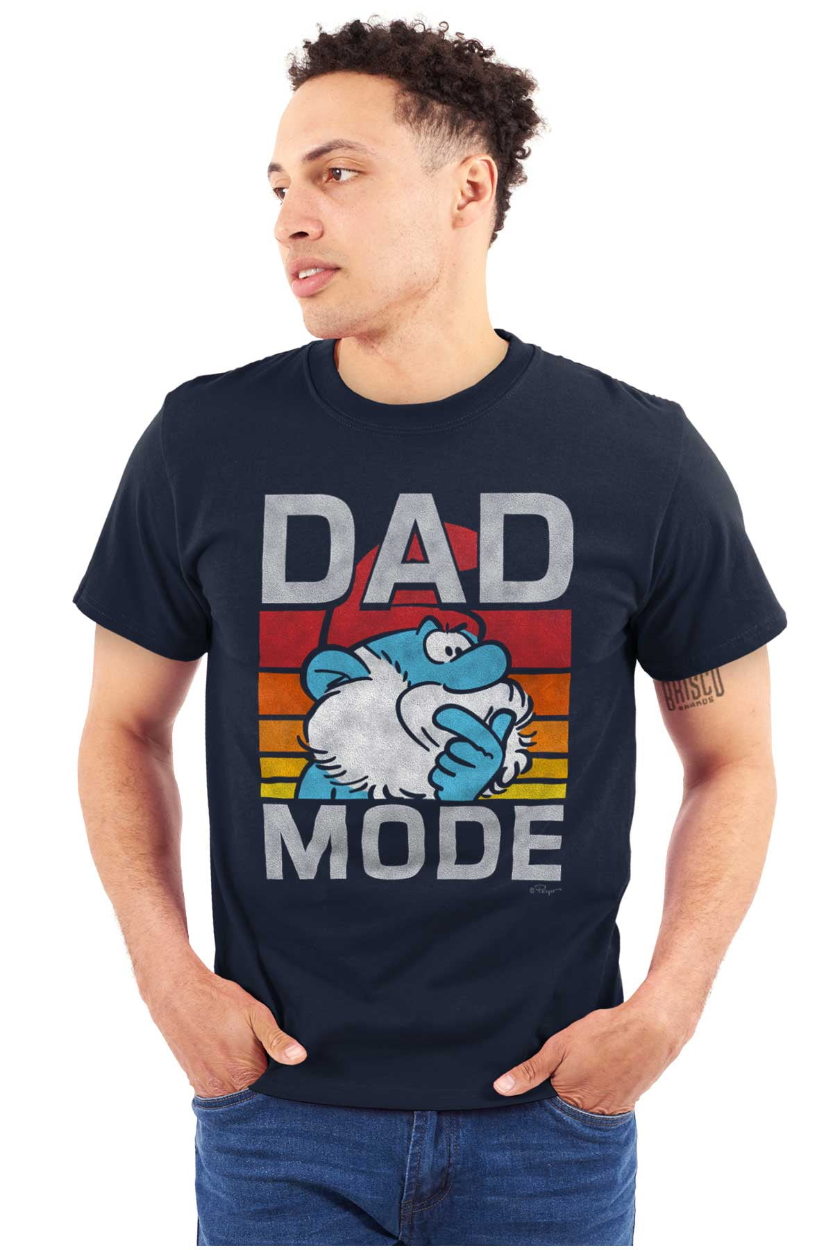 Funny Papa Smurf Cartoon Dad Mode Men Big & Tall Graphic Tee Brisco ...