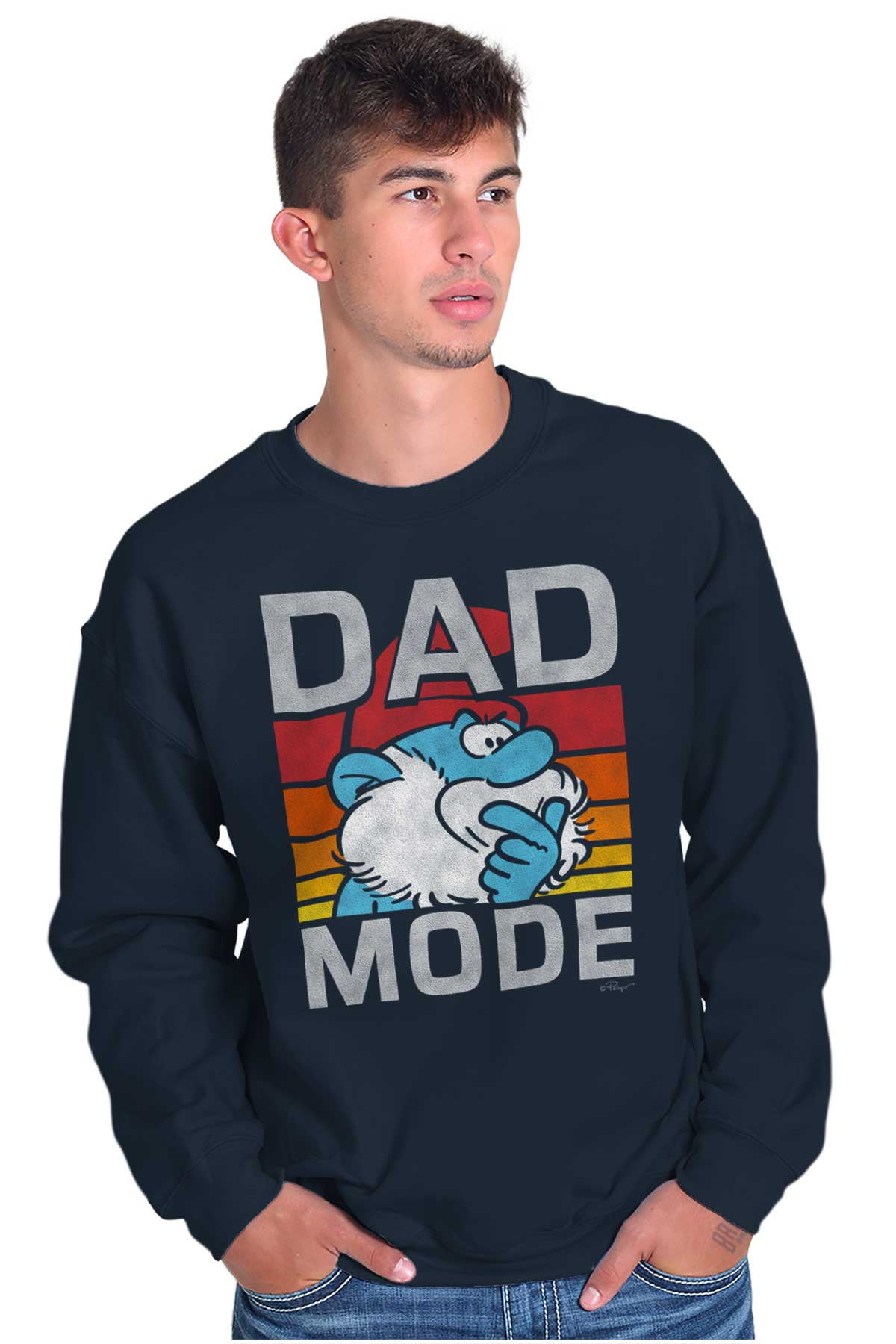 Funny Papa Smurf Cartoon Dad Mode Men Big & Tall Sweatshirt Brisco ...