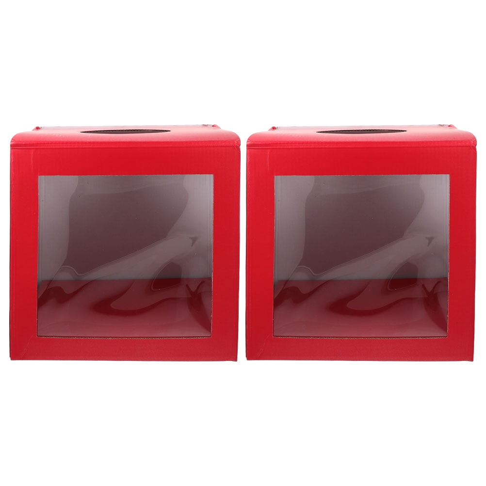 TOYMYTOY Ticket Container Cardboard Raffle Box Red 2pcs 9.82*9.82*9 ...