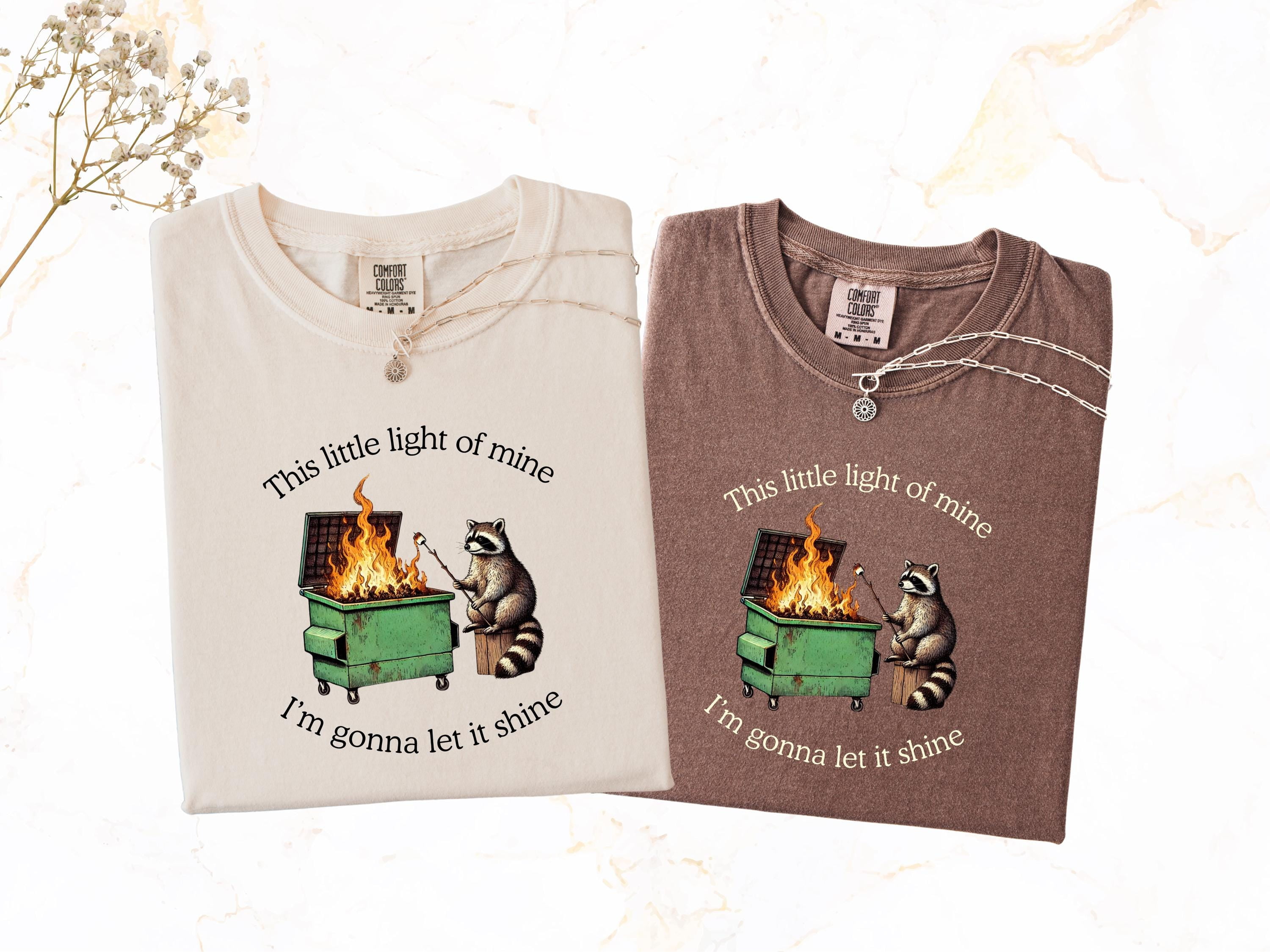 Funny Parody Shirt: Dumpster Fire Raccoon TShirt, Mental Health Tee ...