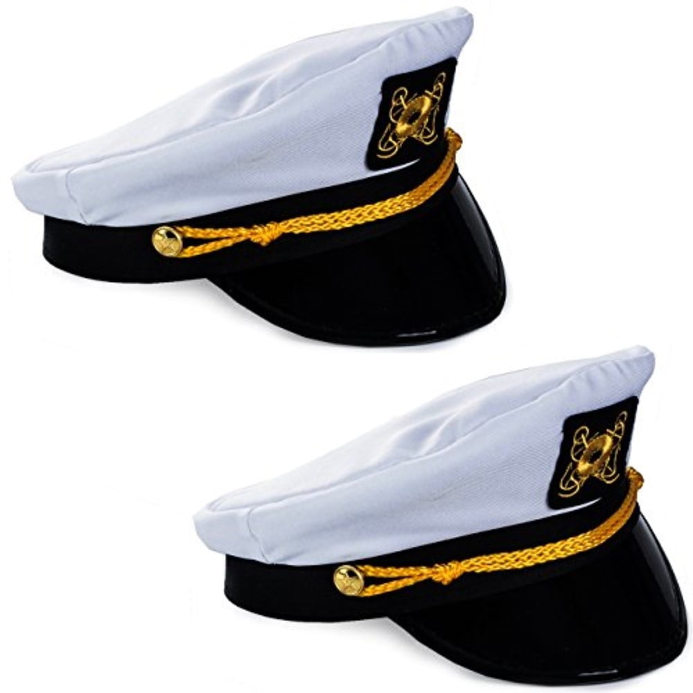 Funny Party Hats 2-Pack Adult Yacht Captain Hats, Bachelorette Nautical ...