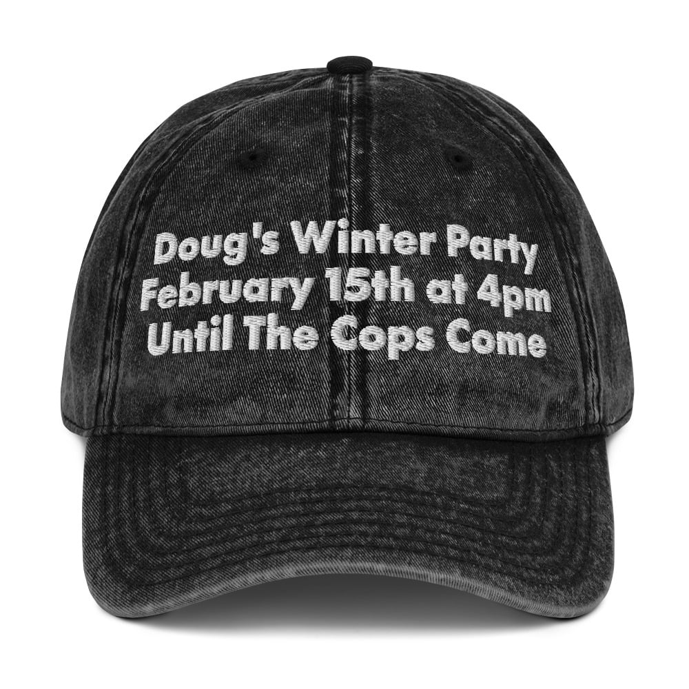 Funny Party Invitation Embroidered Vintage Cap, Doug's Winter Party ...