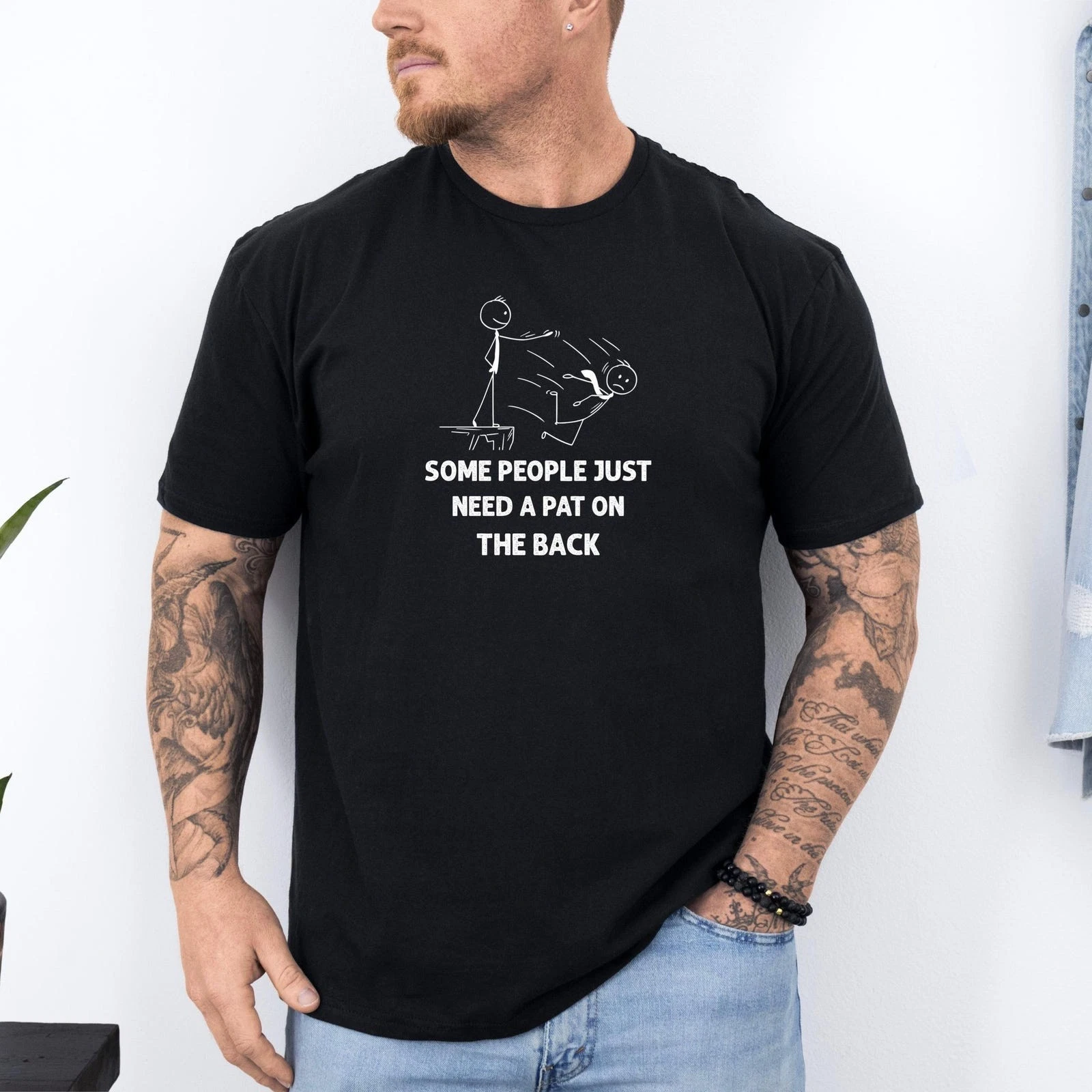 Funny Pat On The Back Sarcastic Humor Graphic Tee Men Women Unisex T ...