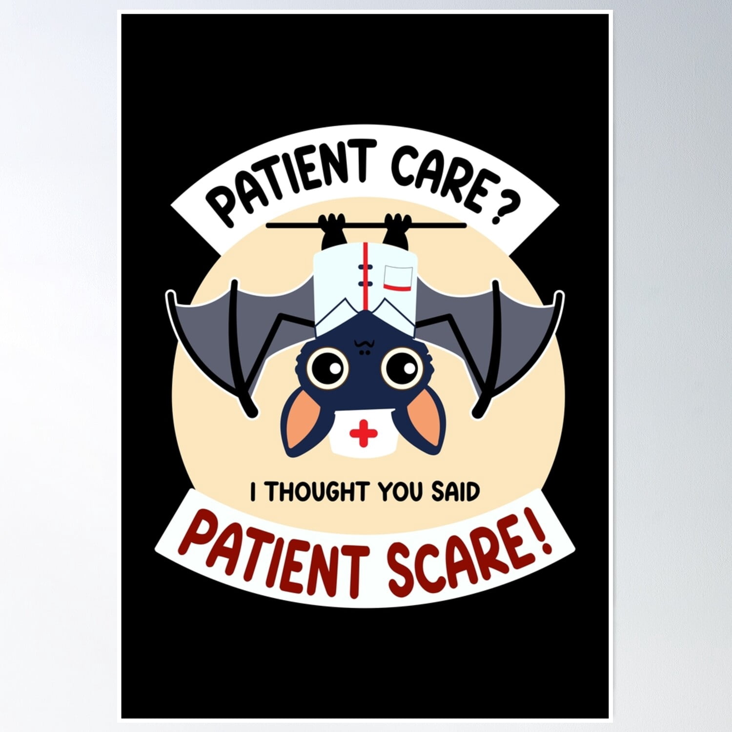 Funny Patient Care Halloween Nurse Bat Poster Wall Art, Modern Wall ...