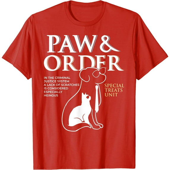 Funny Paw and Order Special Treats Unit Training Dog And Cat Softstyle Unisex T-Shirt,Red Color ...