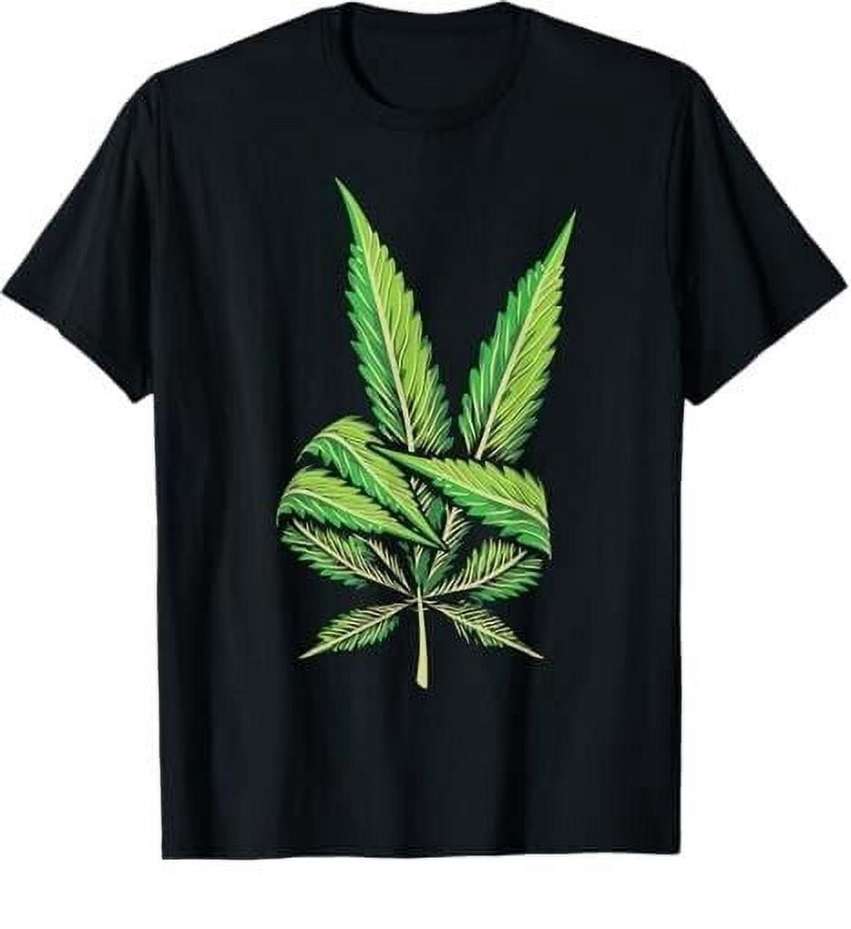 Funny Peace Hand Cool Leaf Sign Graphic Shirt - Walmart.com