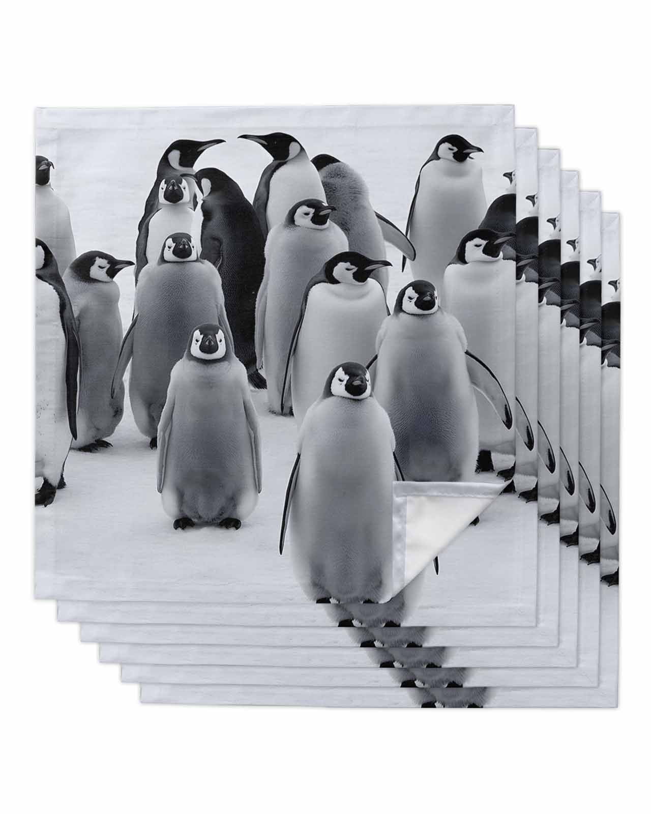 Funny Penguins Cloth Napkins Set of 6 Reusable Dinner Napkins, Snow ...