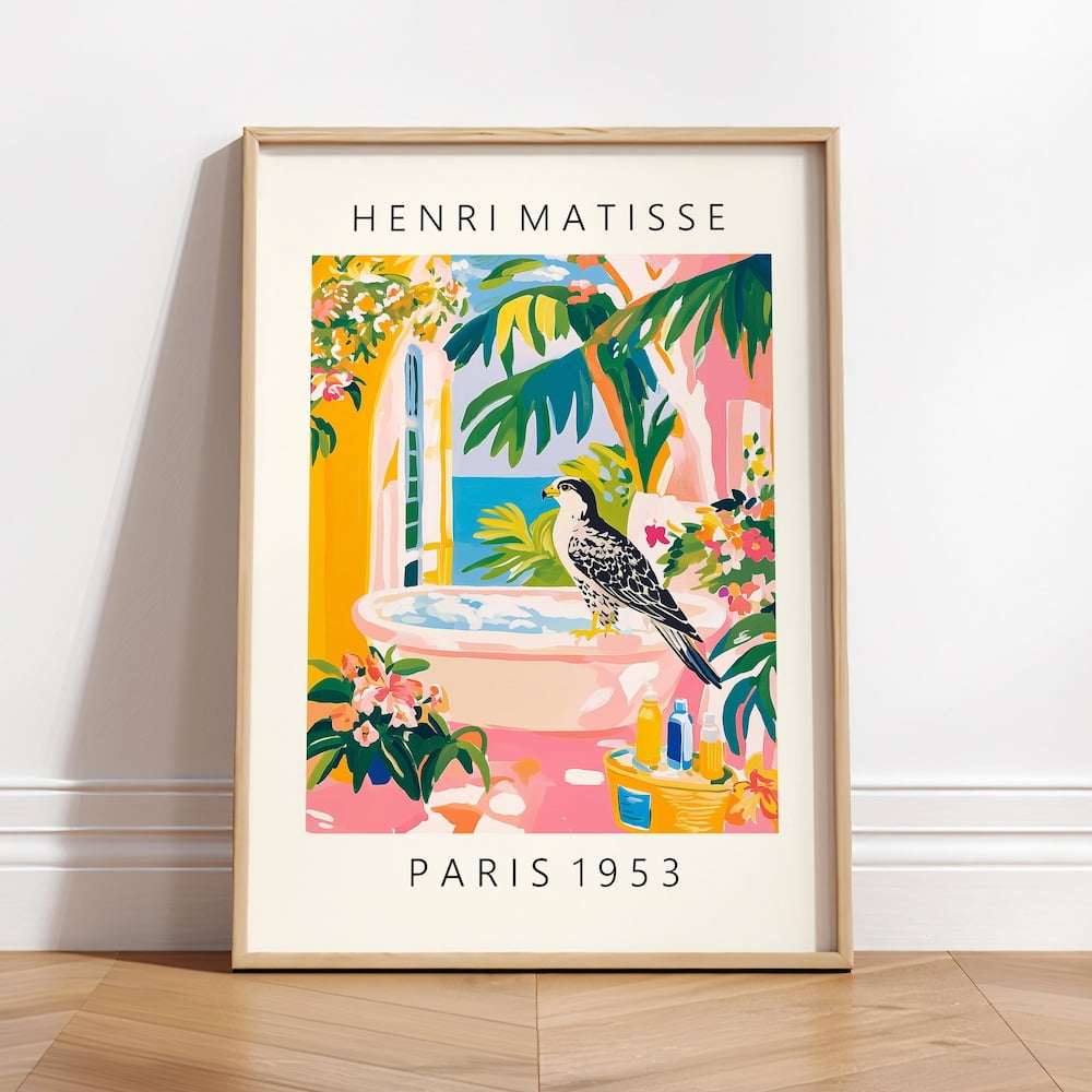 Funny Peregrine Falcon Art, Floral Bathroom Print, Henri Matisse Art ...