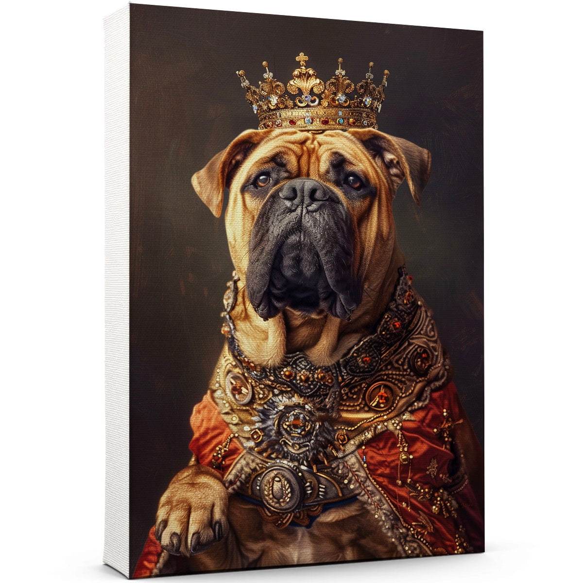 Funny Pet Wall Art, Pet Portrait in a Royal Costume Bullmastiff Dog ...