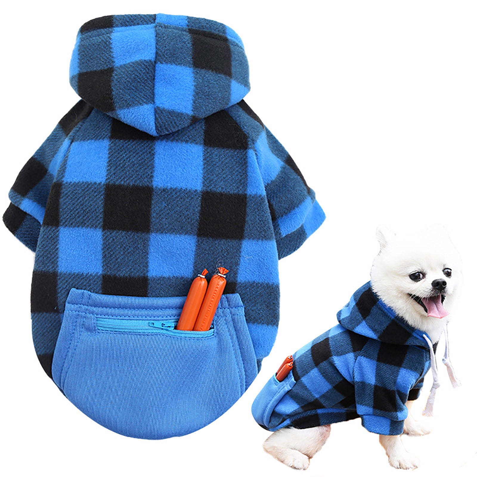 Funny Pets Clothes Cute Plaid Zipper Pocket Weiwang Size Dog Clothes ...