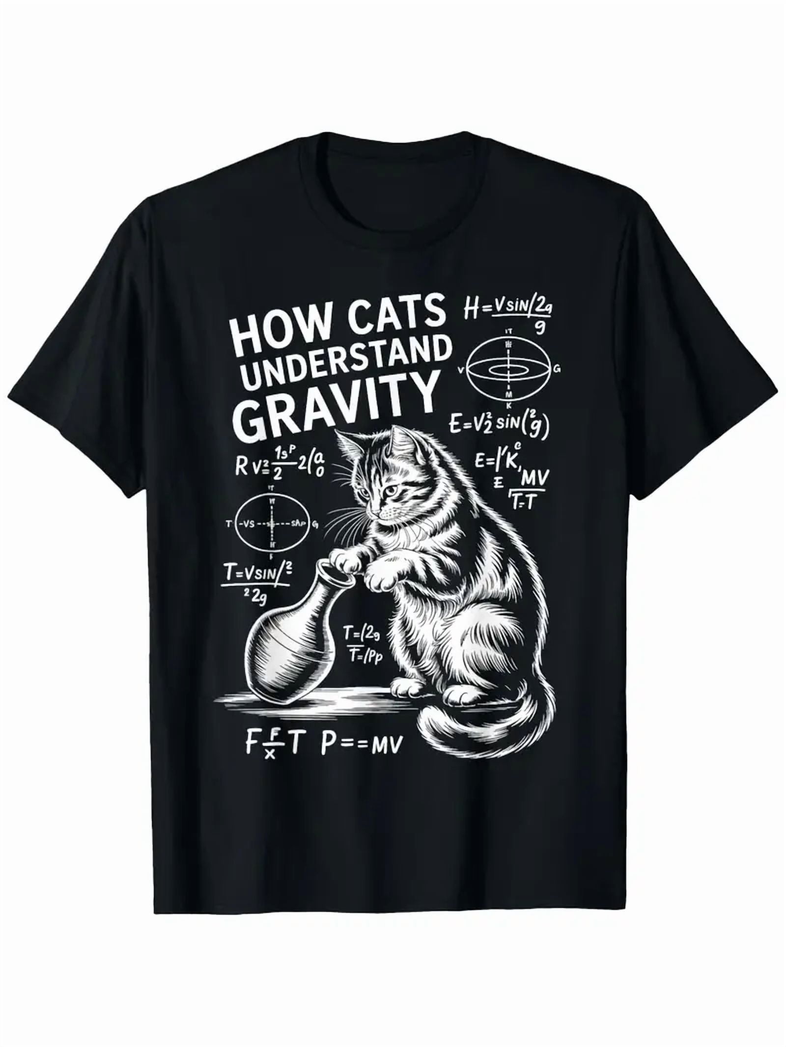 Funny Physics Cat T-Shirt with Schrödinger's Cat & E=mc² Equations ...