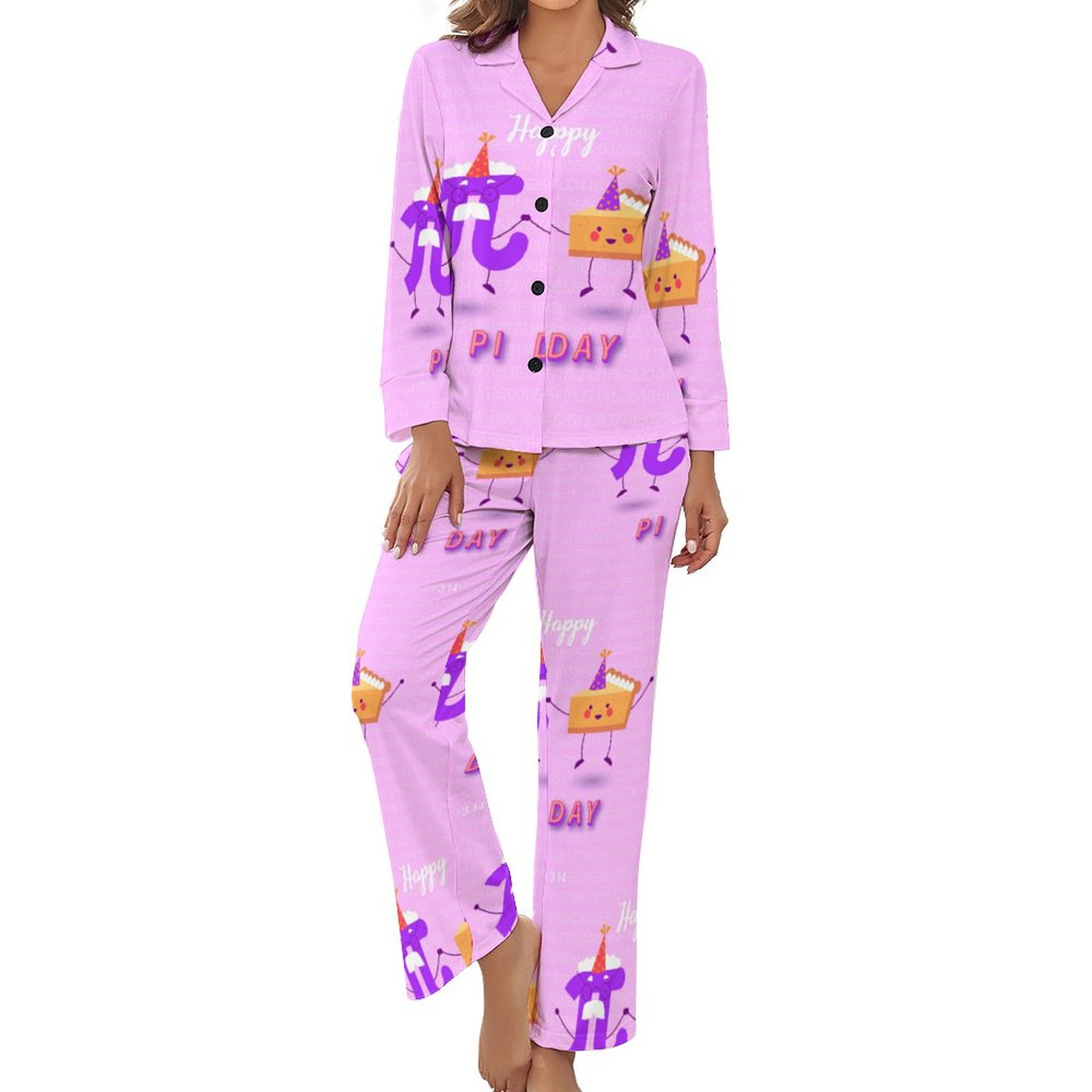 Funny Pi Day Spiral Pi Math 3.14Womens Pyjamas Set Long Sleeve 2 Piece ...