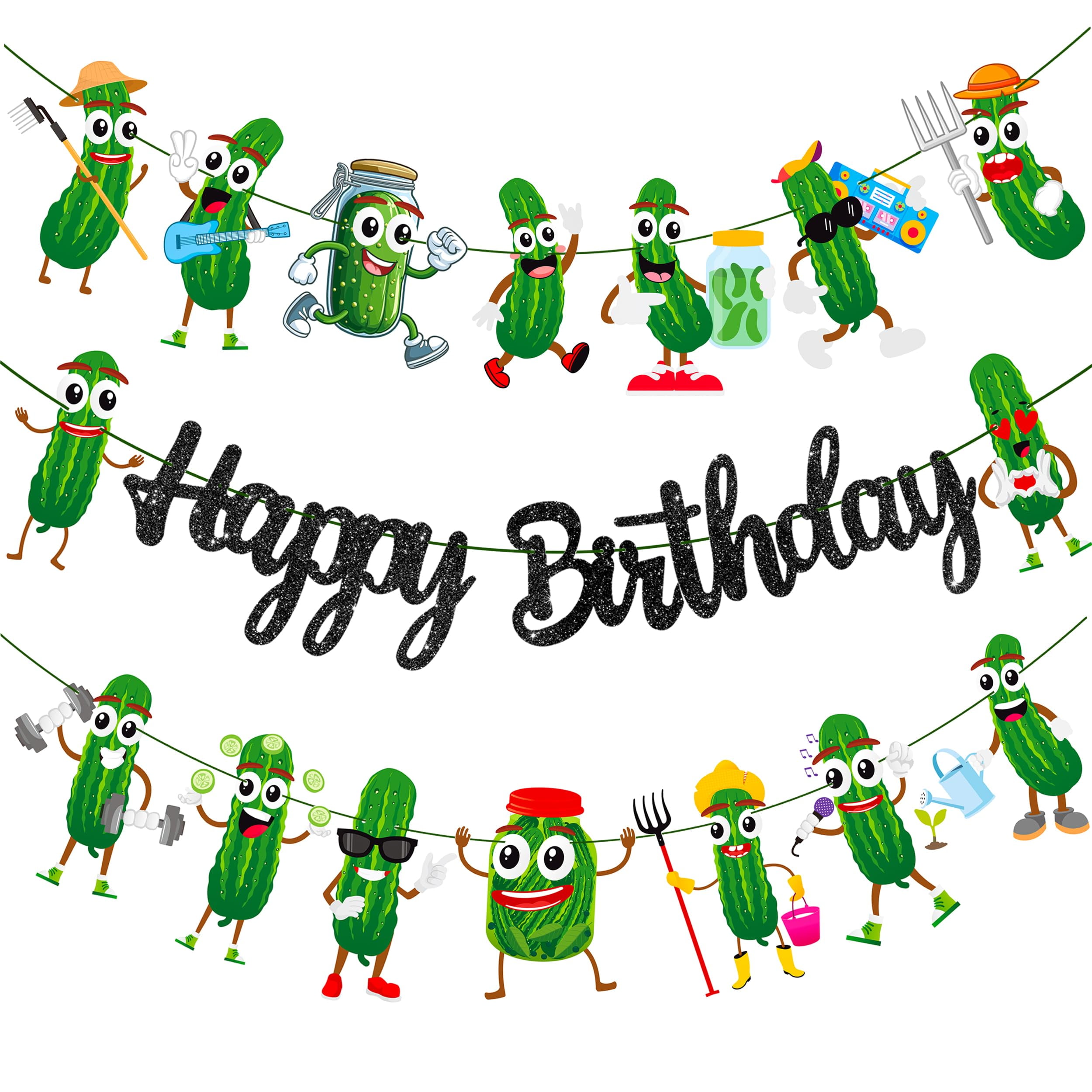 Funny Pickle BirthdayUMRT Party Decorations Black Happy Birthday Banner ...