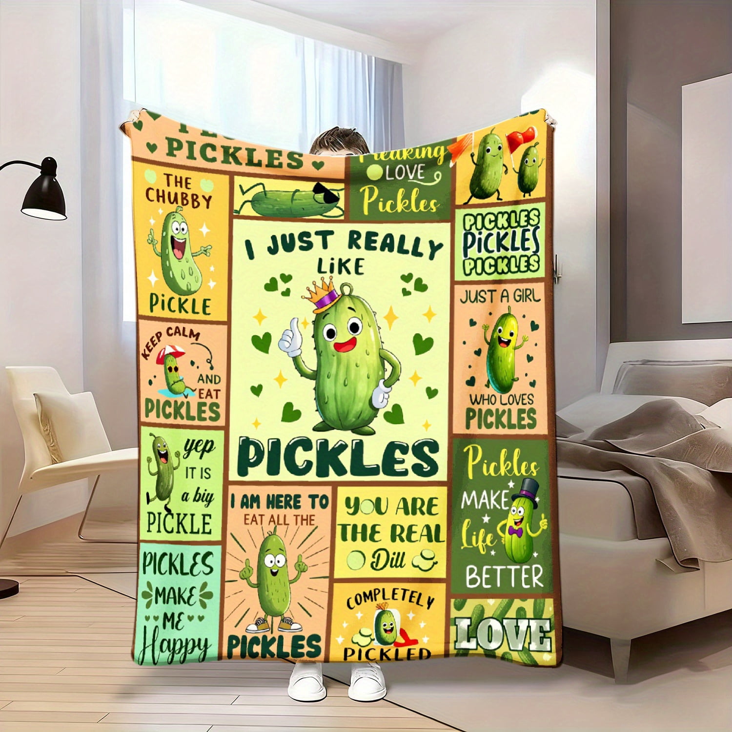 Funny Pickle Flannel Blanket - Soft Lightweight All-Season Throw with ...
