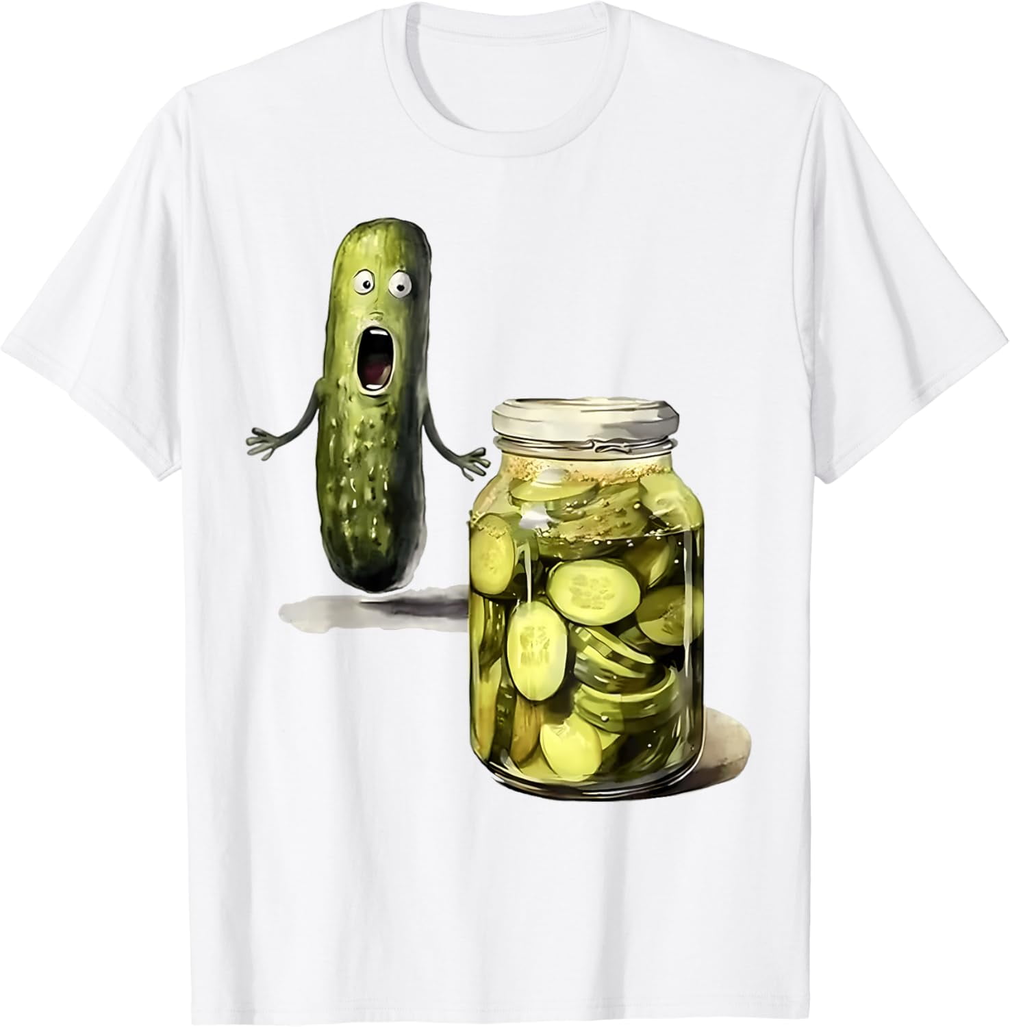 Funny Pickle Surprise A Cucumber And A Jar Of Sliced Pickles T-Shirt ...