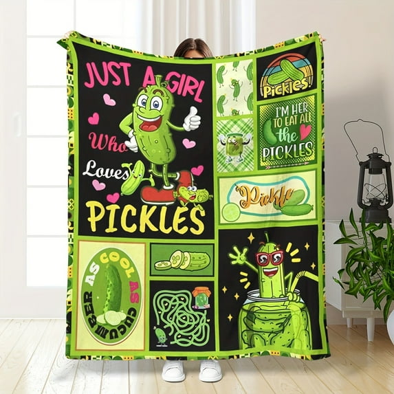 Funny Pickle-Themed Flannel Blanket - Soft Light Beige-Friendly All ...