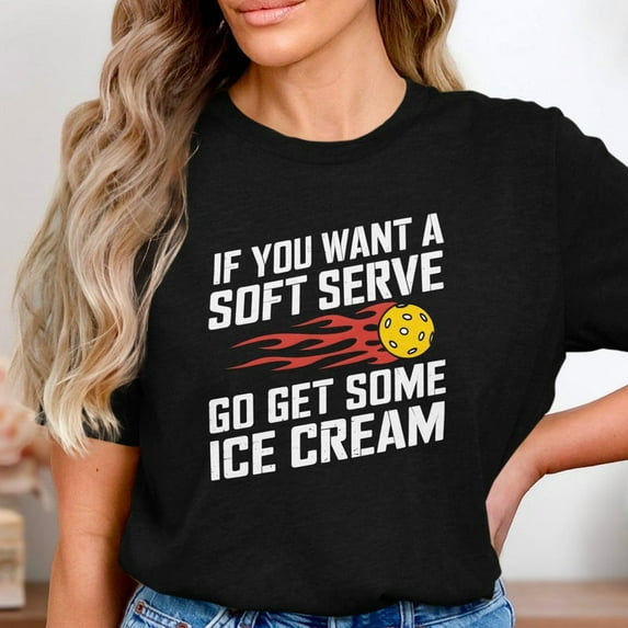 Funny Pickleball Soft Serve Ice Cream Quote Player Pun Art Graphic Tee for men & women up to 5XL ...