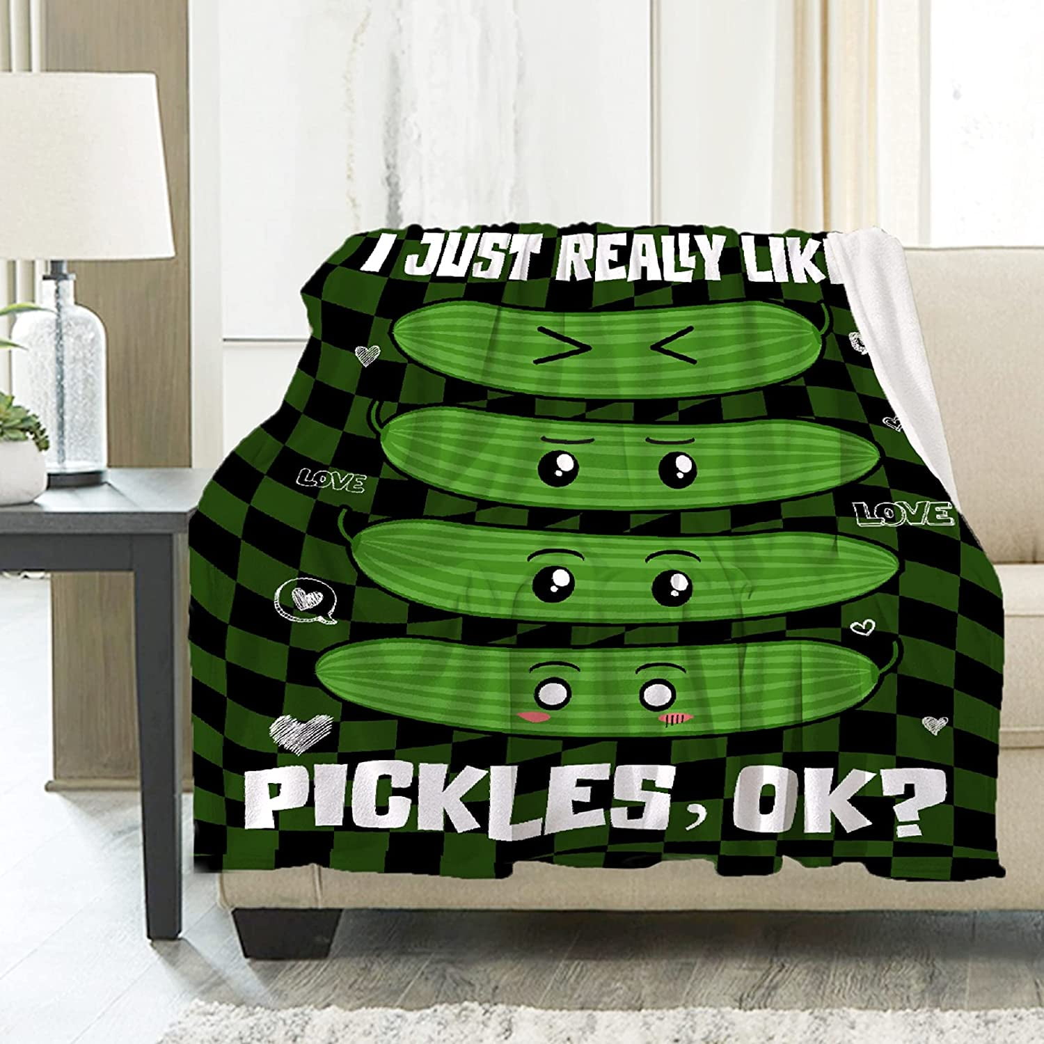 Funny Pickles Blanket, I Just Really Like Pickles Ok? Throw Blanket for ...