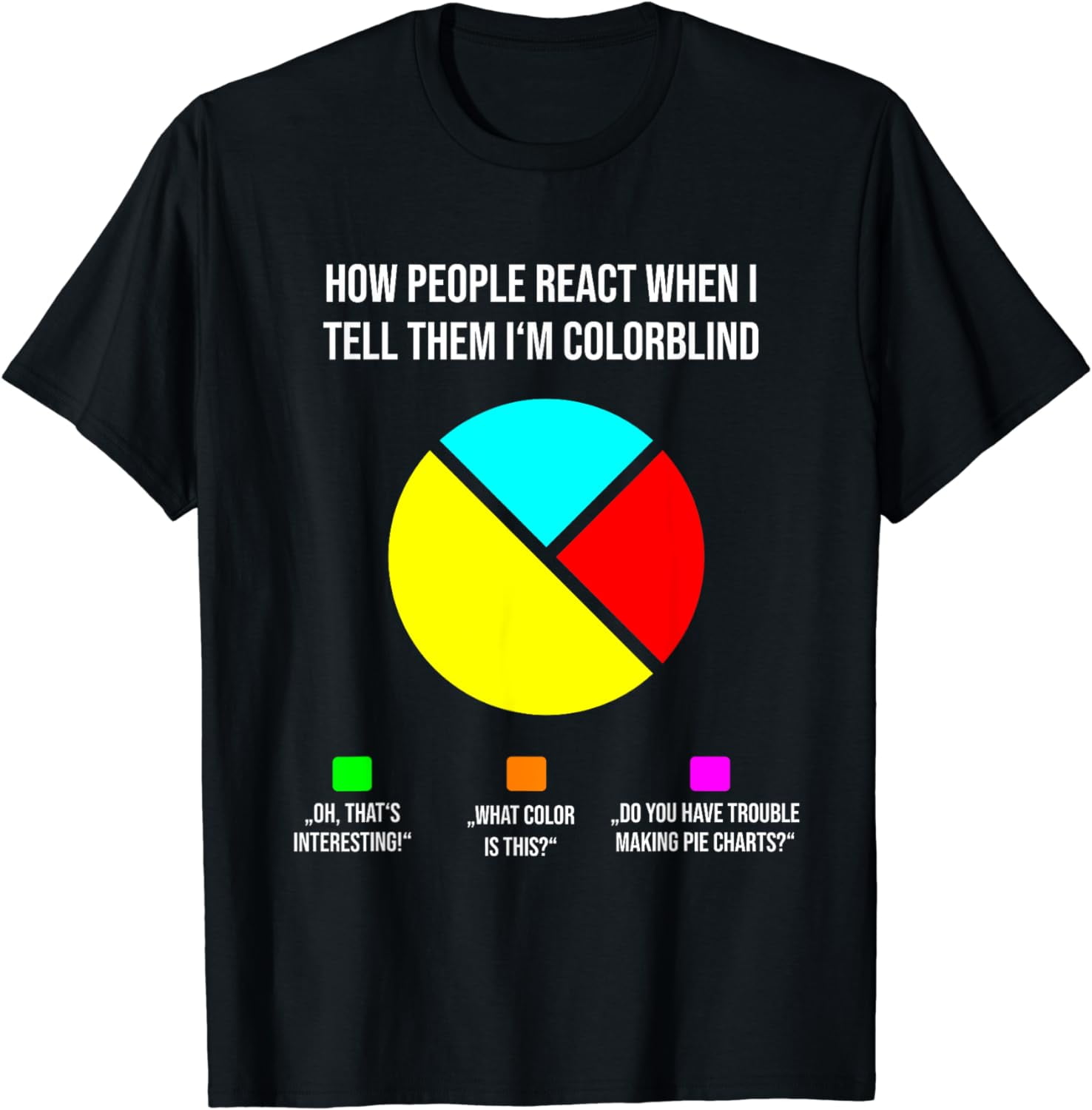 Funny Pie Chart How People React Colourblind T-Shirt - Walmart.com