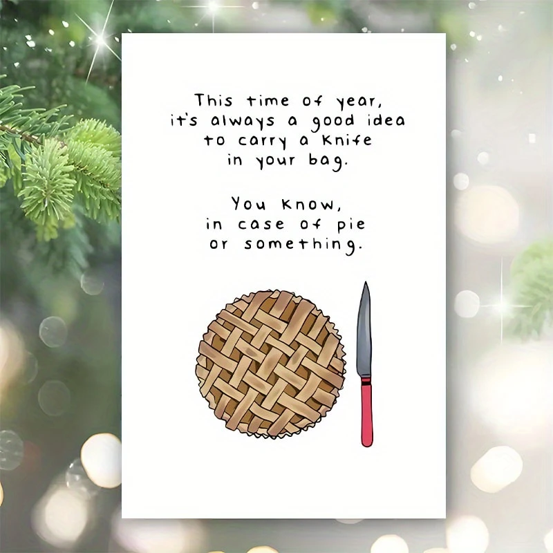 Funny Pie Season Greeting Card – "Always Good to Carry a Knife" with ...