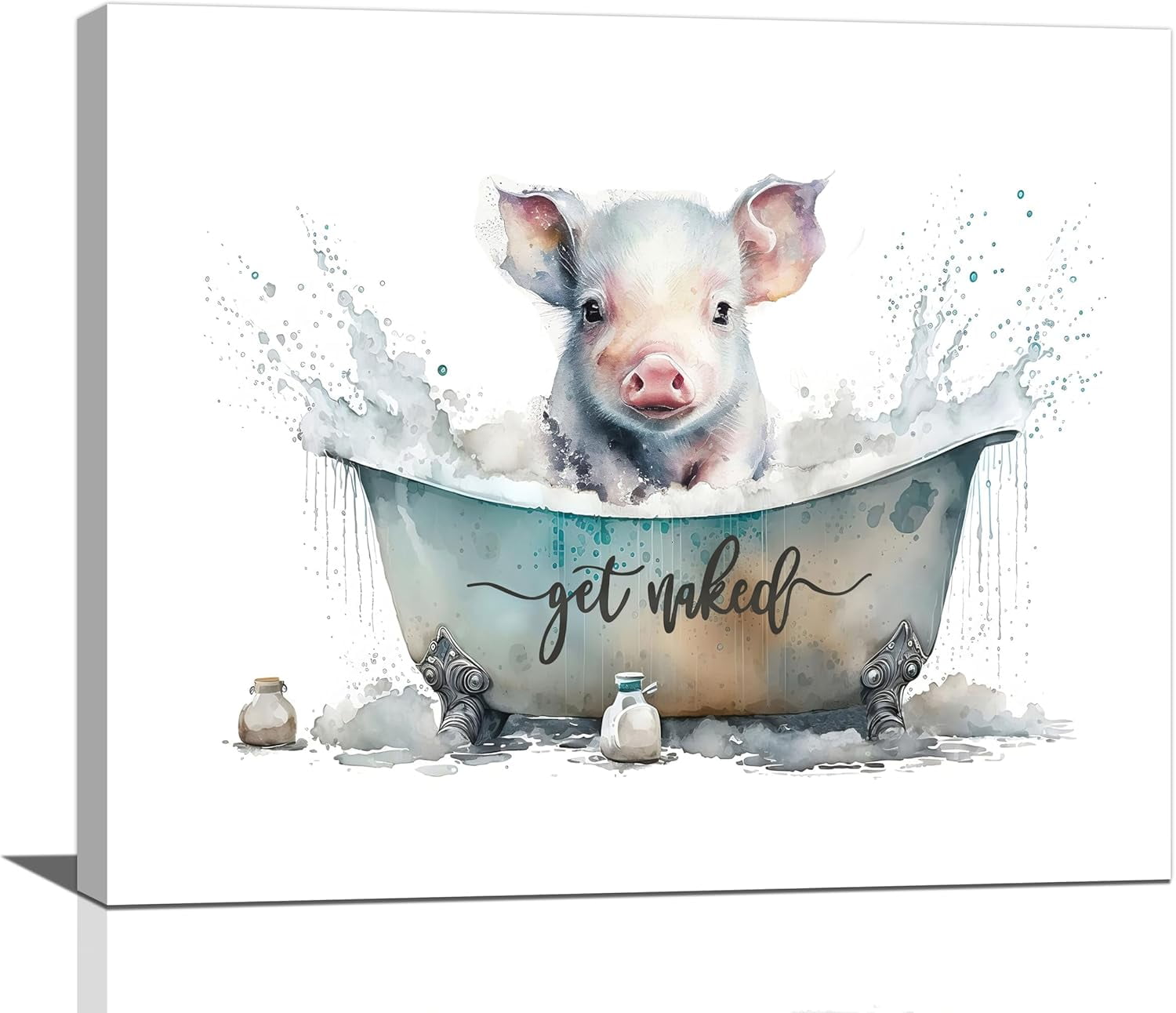 Funny Pig Bathroom Decor Wall Art Farmhouse Rustic Pig Bathtub Pictures ...