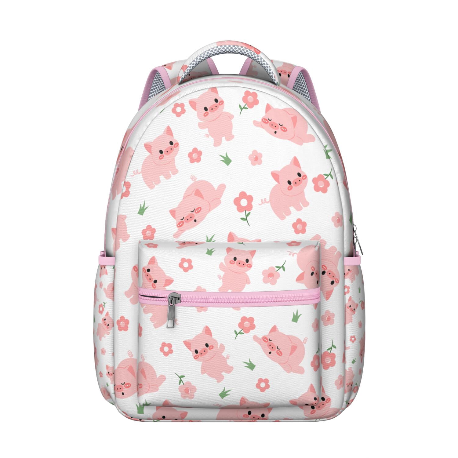 Funny Pig Cartoon School Backpack for Student Farm Animal Watercolor ...