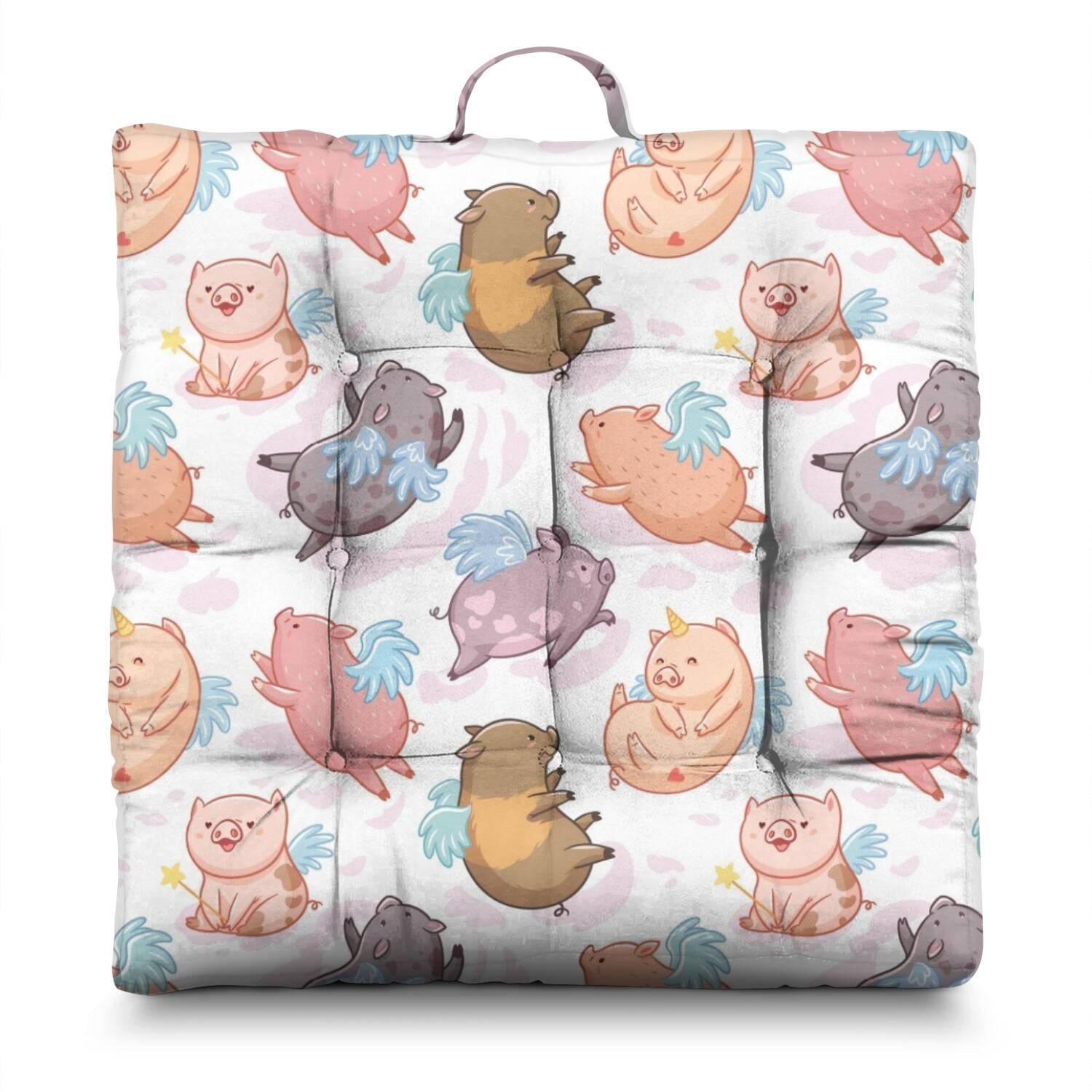 Funny Pig Cartoon Tatami Mat - Extra-Thick Floor Pillow for Meditation ...