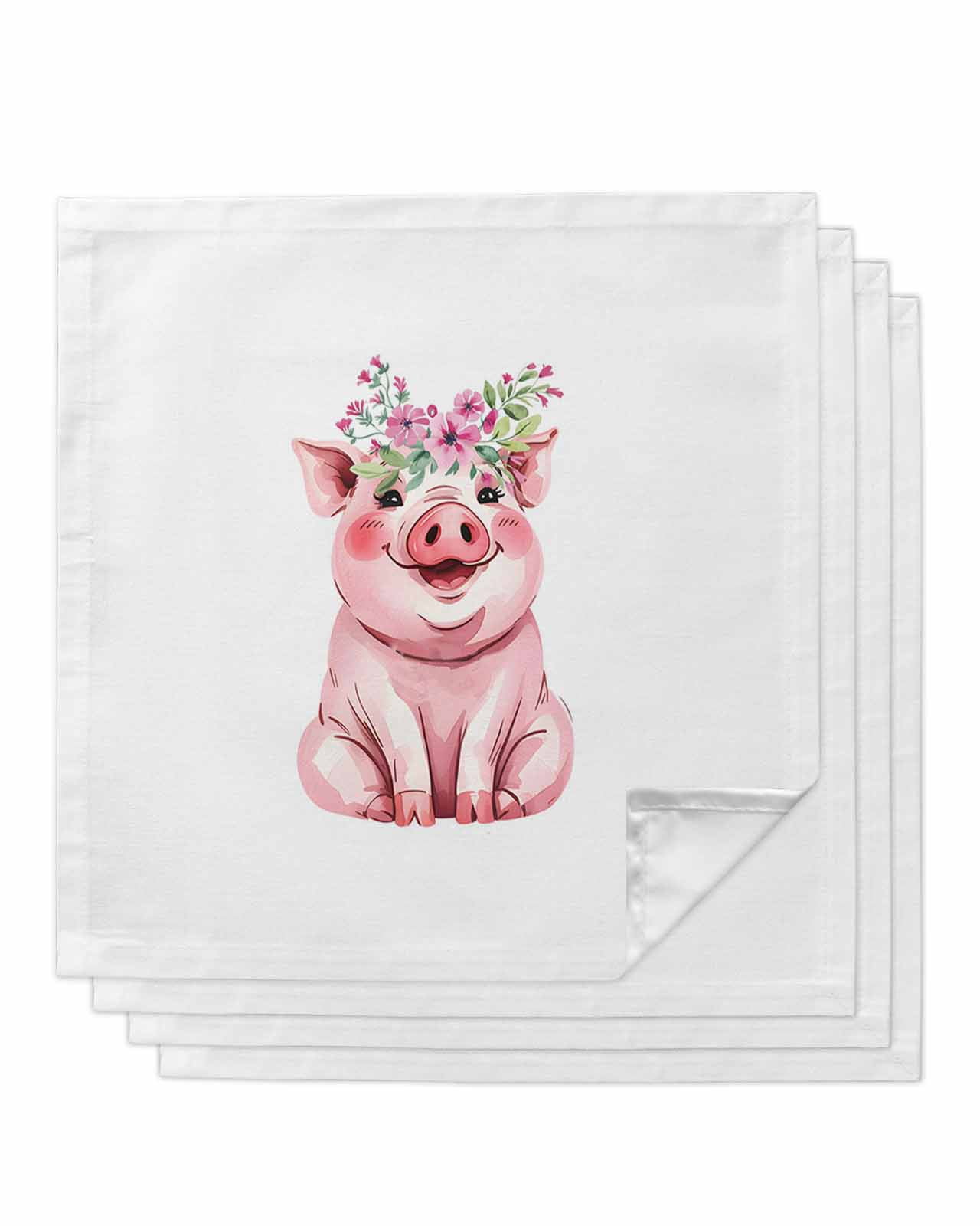 Funny Pig Cloth Napkins Set of 4 Reusable Dinner Napkins, Cute ...