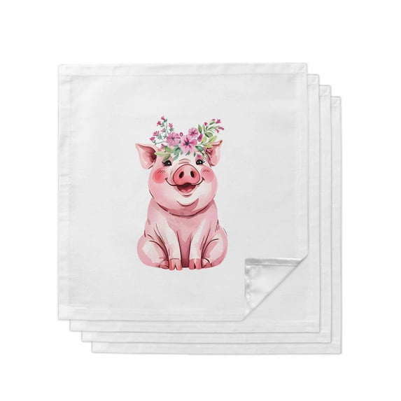 Funny Pig Cloth Napkins Set of 4 Reusable Dinner Napkins, Cute ...