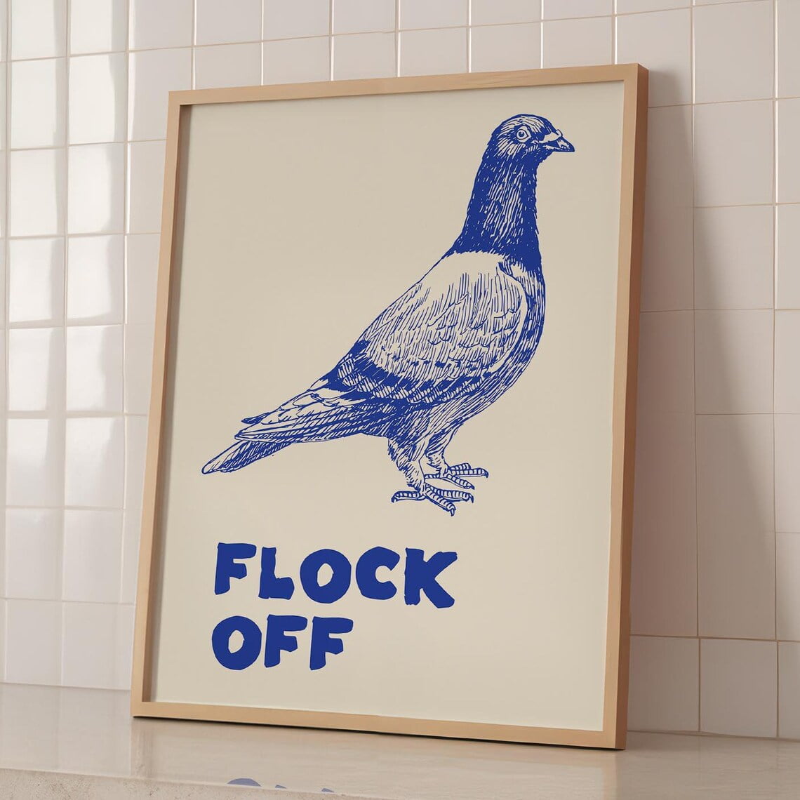 Funny Pigeon Poster - Flock Off Wall Art Print - Humorous Bird ...