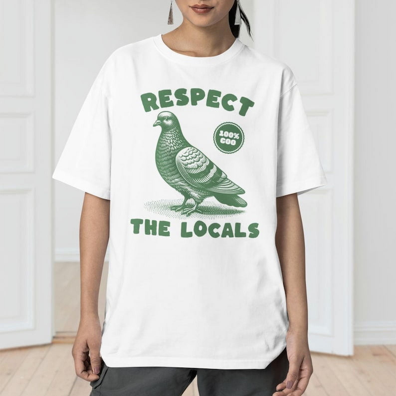 Funny Pigeon Shirt Respect The Locals Funny Retro T-Shirt Silly Pigeons ...