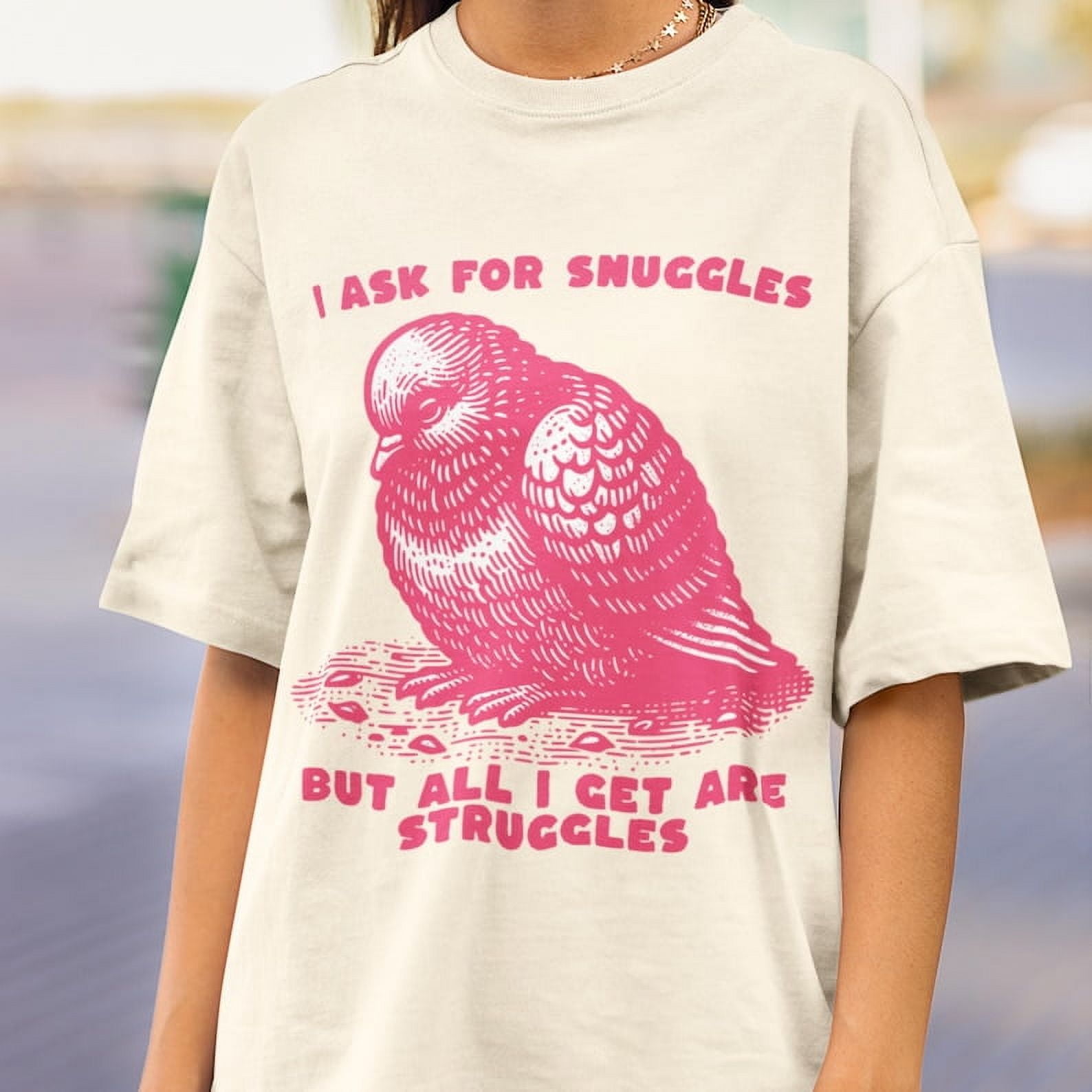 Funny Pigeon Shirt, Snuggles & Struggles Sad Bird Tee, Cottagecore ...