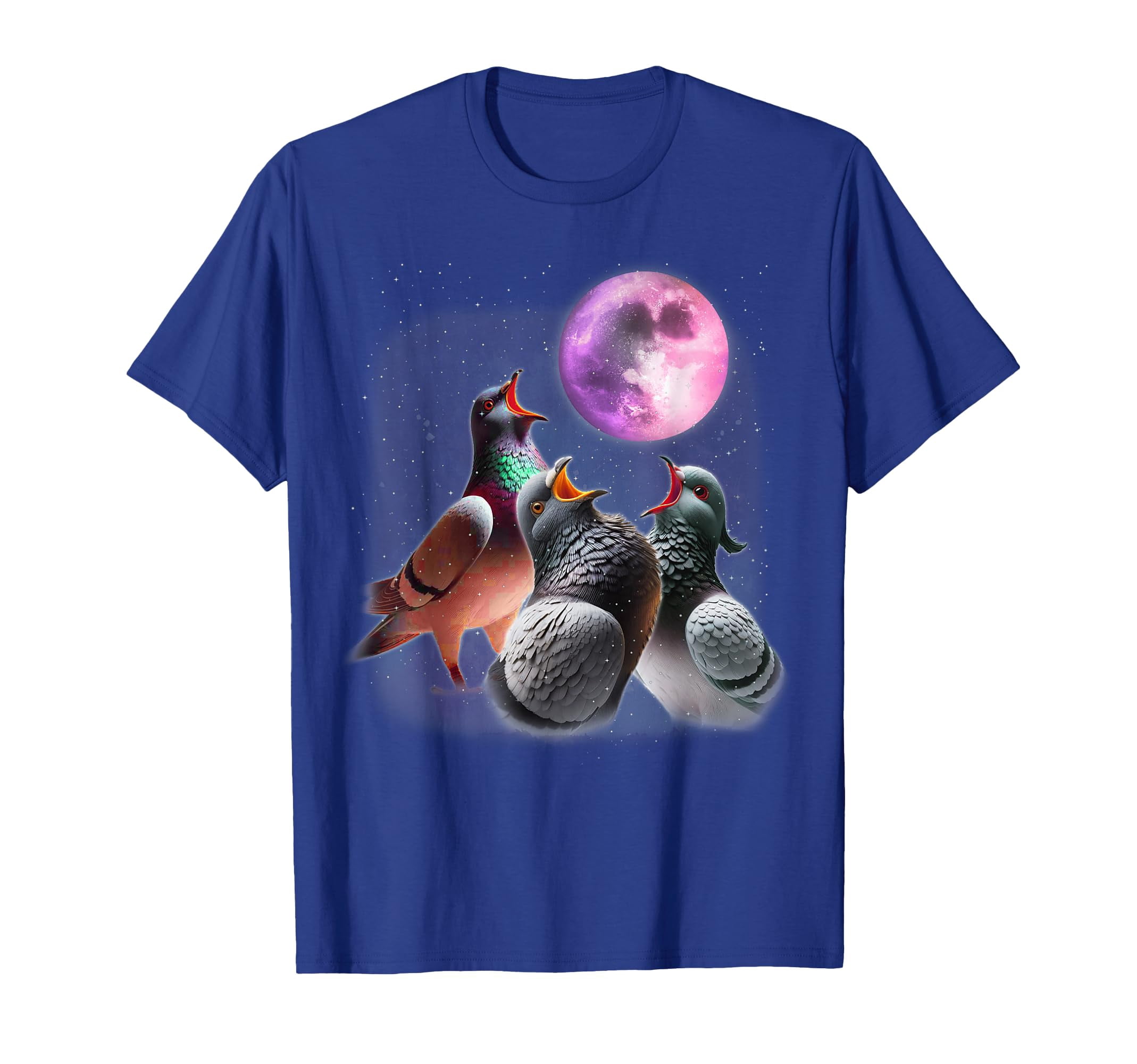 Funny Pigeon T-Shirt Featuring Three Birds Howling at the Moon for Bird ...