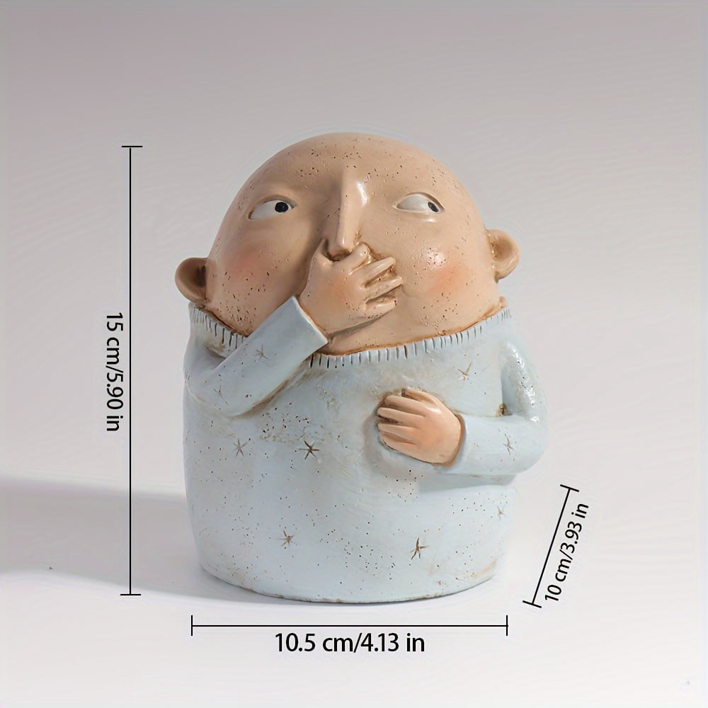 Funny Pinch Nose Boy Statue - Whimsical Resin Bathroom Decor with Star ...