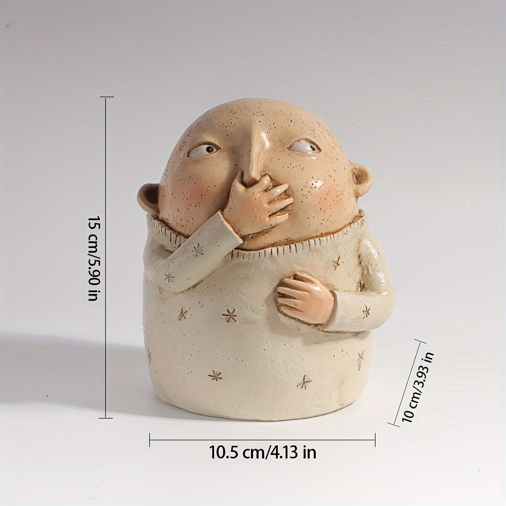 Funny Pinch Nose Boy Statue - Whimsical Resin Bathroom Decor with Star ...