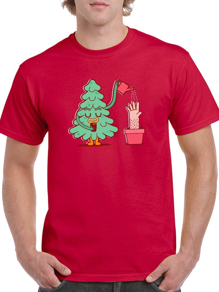 Funny Pine Tree Ironic Design Men Red T-Shirt, Male Large - Walmart.com