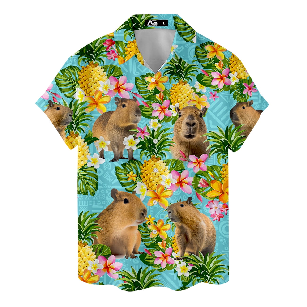 Funny Pineapple Capybara Hawaiian Shirt For Men Tropical Shirts Mens ...