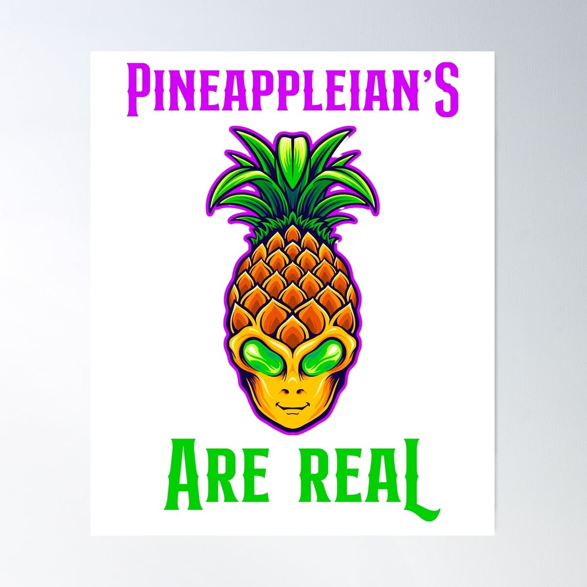 Funny Pineapple Head Alien Poster Wall Art, Modern Wall Decor For ...