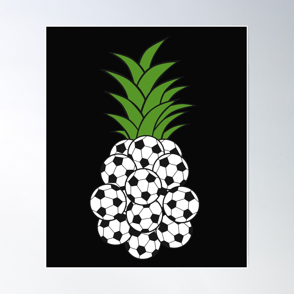 Funny Pineapple Soccer/Football Design Poster Wall Art, Modern Wall ...