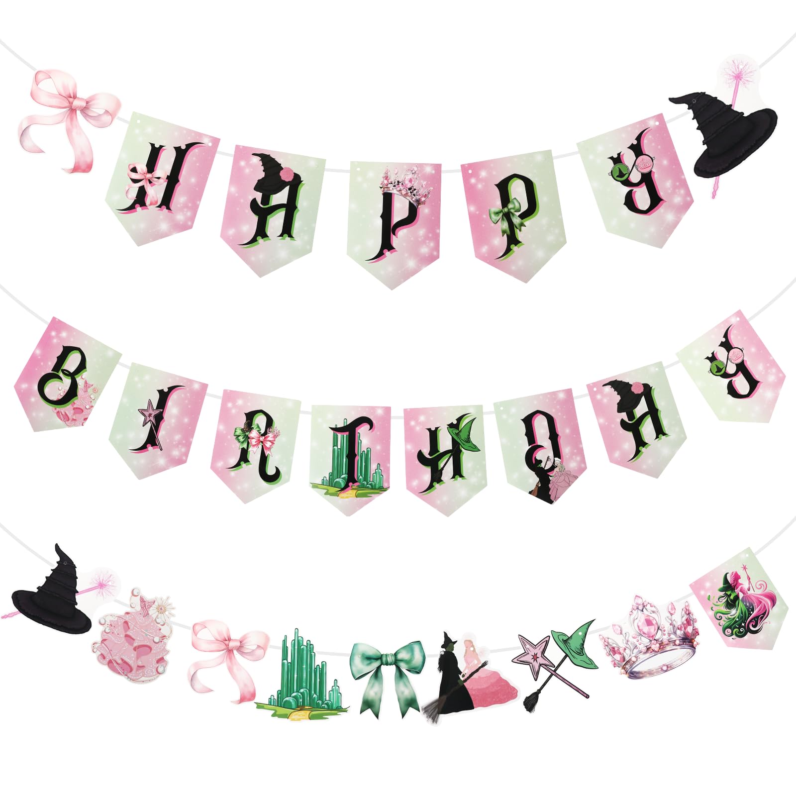 Funny Pink and CORNET Green Birthday Decorations,Pink Green Banner for ...