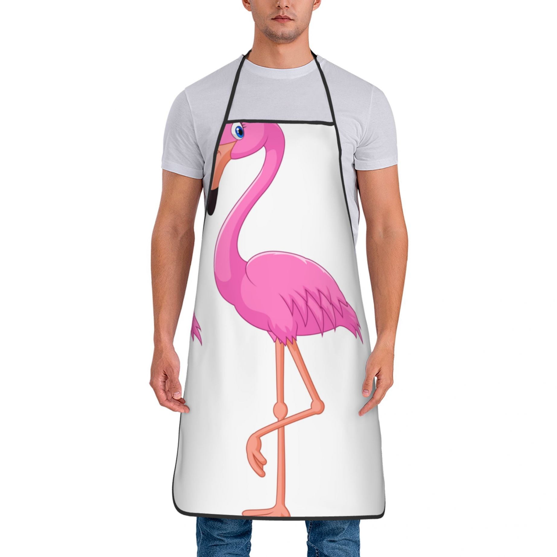 Funny Pink Flamingo Tropical Aprons for Women Men Waterproof Apron ...