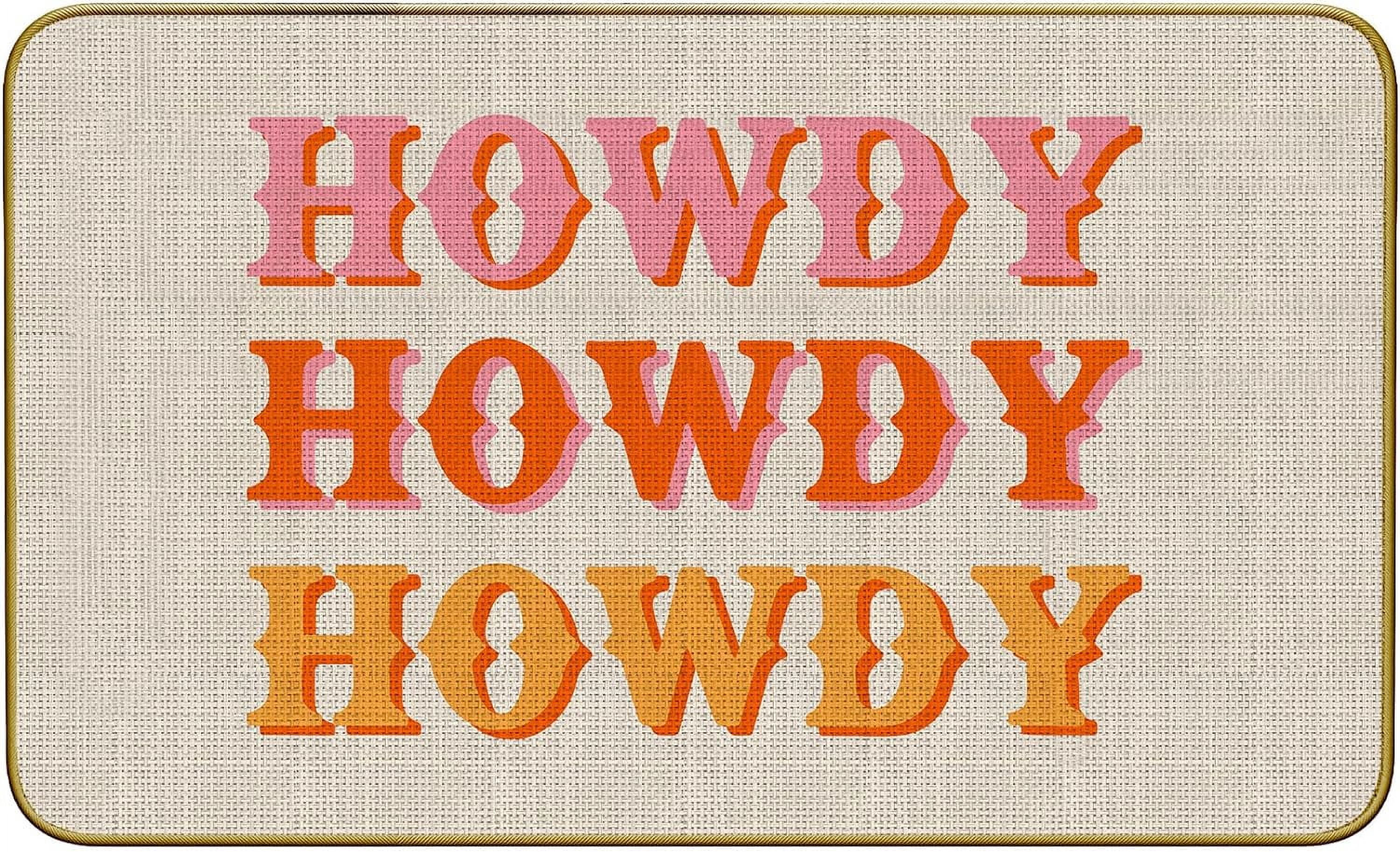 Funny Pink Howdy Door Mat for Home Entrance, Boho Western Cowboy Preppy ...